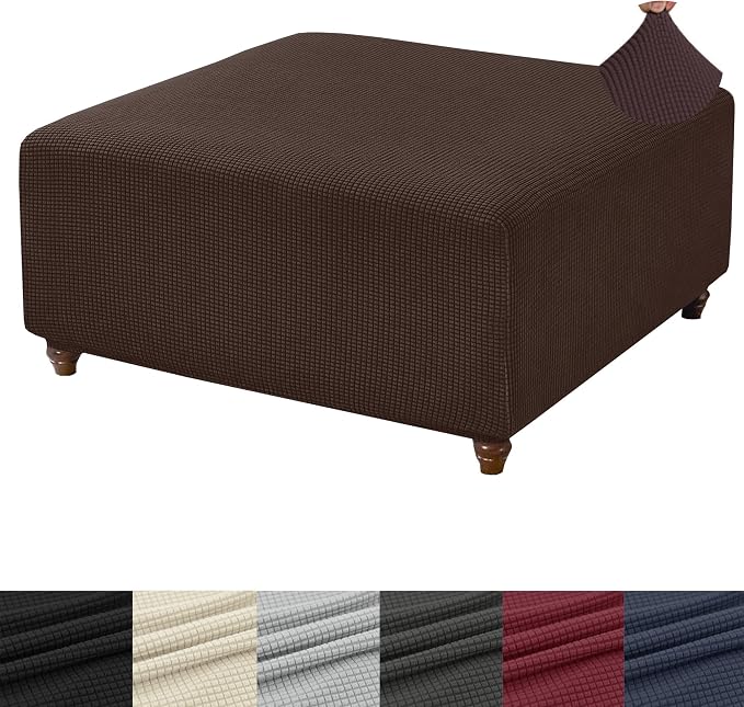 Amazon.com: ANWUCHEN Knitted Jacquard Ottoman Cover - Thick Slipcover ...