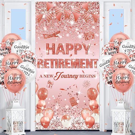 Amazon.com: Rose Gold Retirement Party Decorations for Women Happy ...