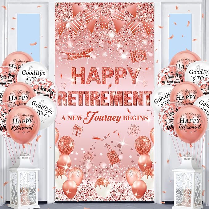 Amazon.com: Rose Gold Retirement Party Decorations for Women Happy ...