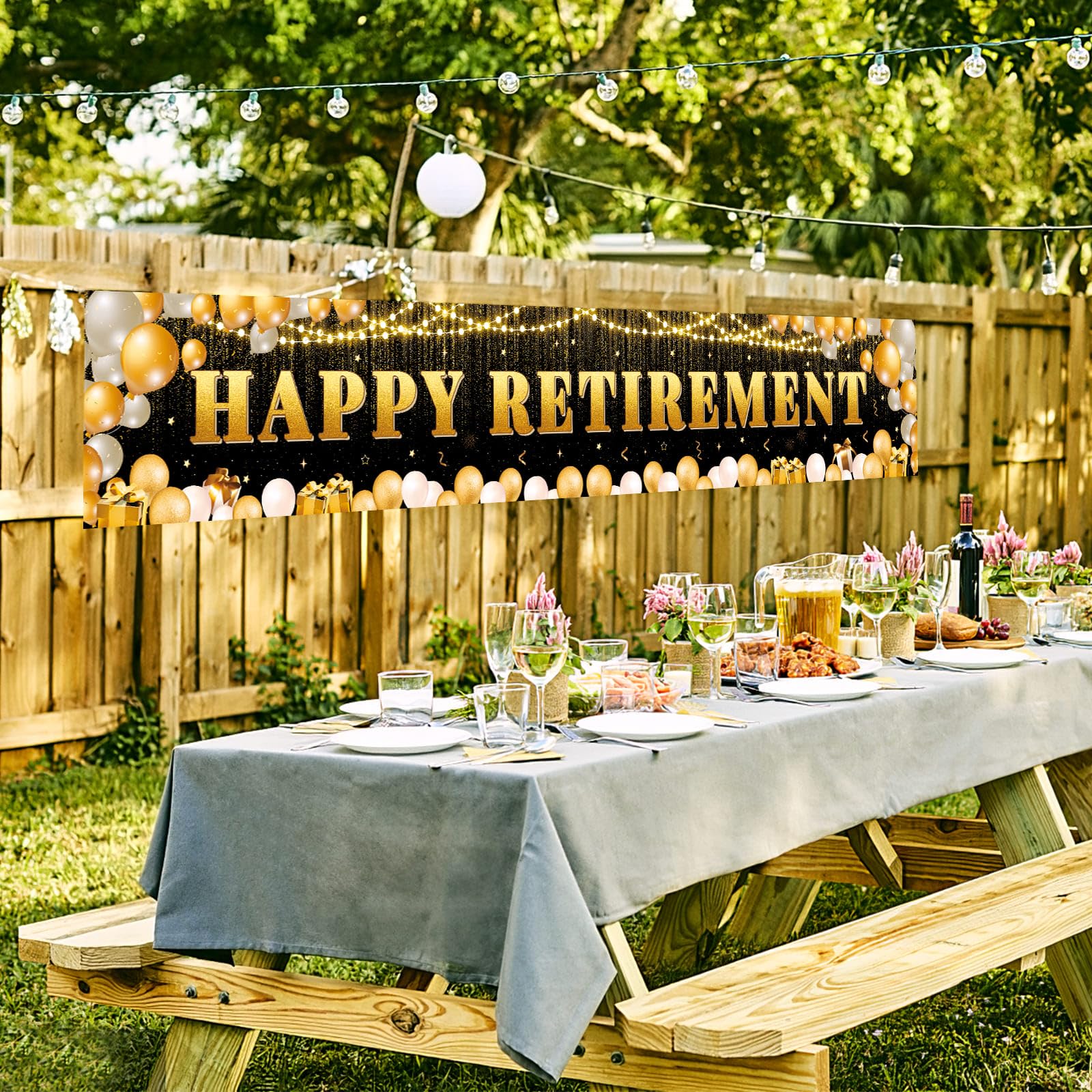Happy Retirement Party Decorations Black HAPPY RETIREMENT Paper Banner