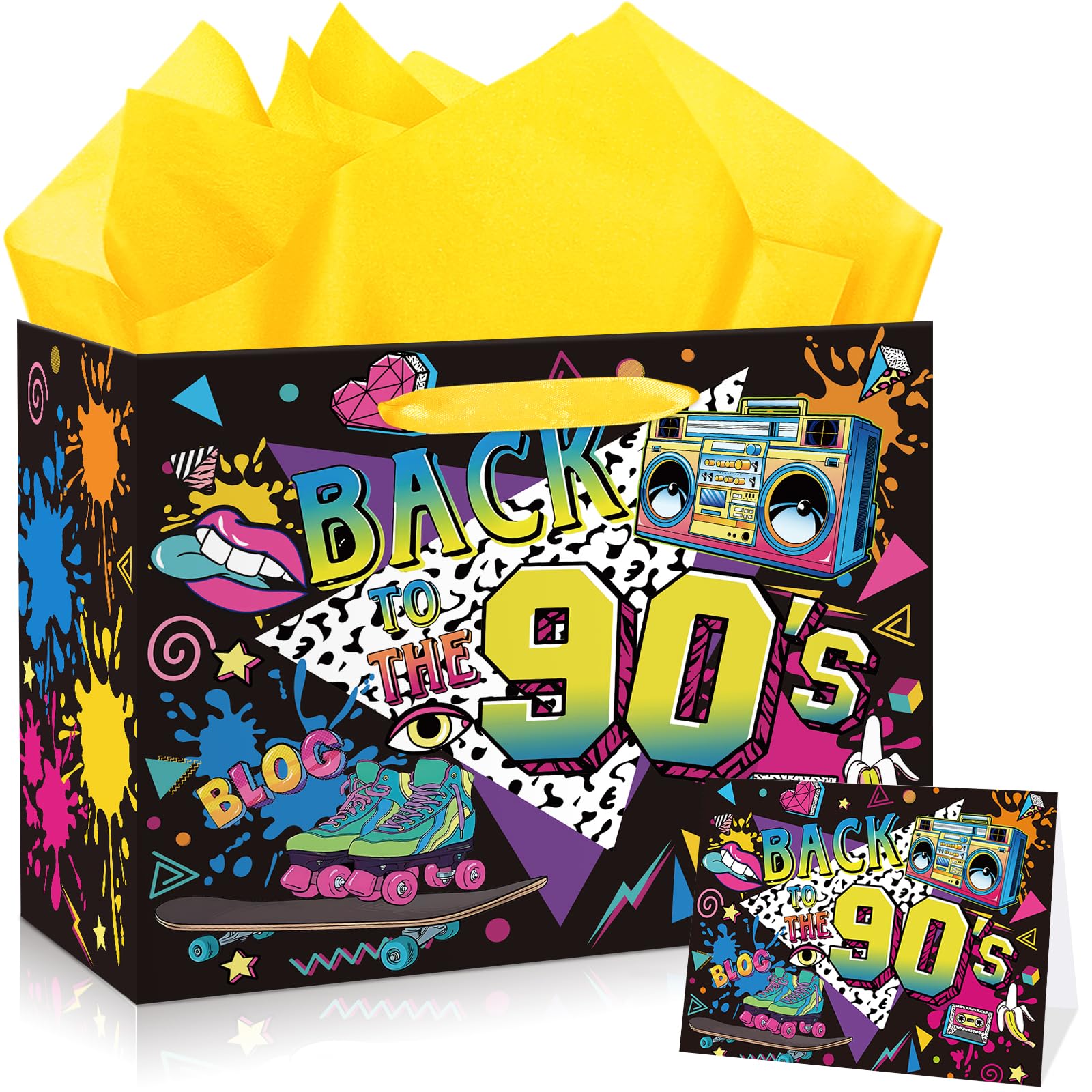 Amazon.com: 90s Birthday Gift Bag for Men Women, Retro 1990s Themed ...