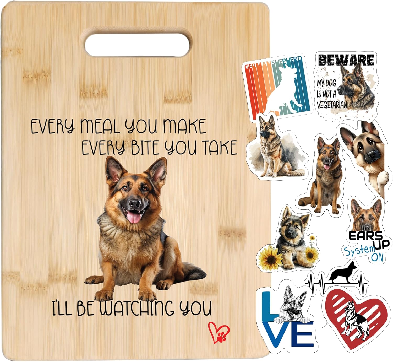 Amazon.com: German Shepherd Cutting Board and Stickers - Perfect German ...