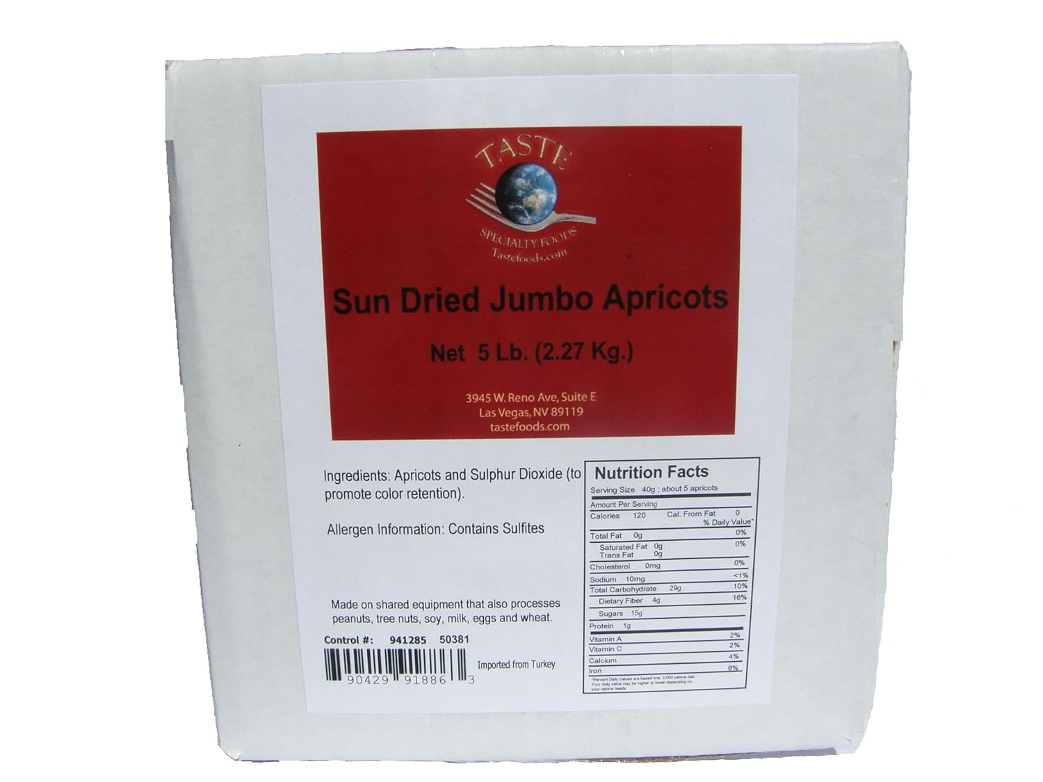Amazon.com: Taste Specialty Foods Sun Dried Jumbo Apricots, 5-Pound ...