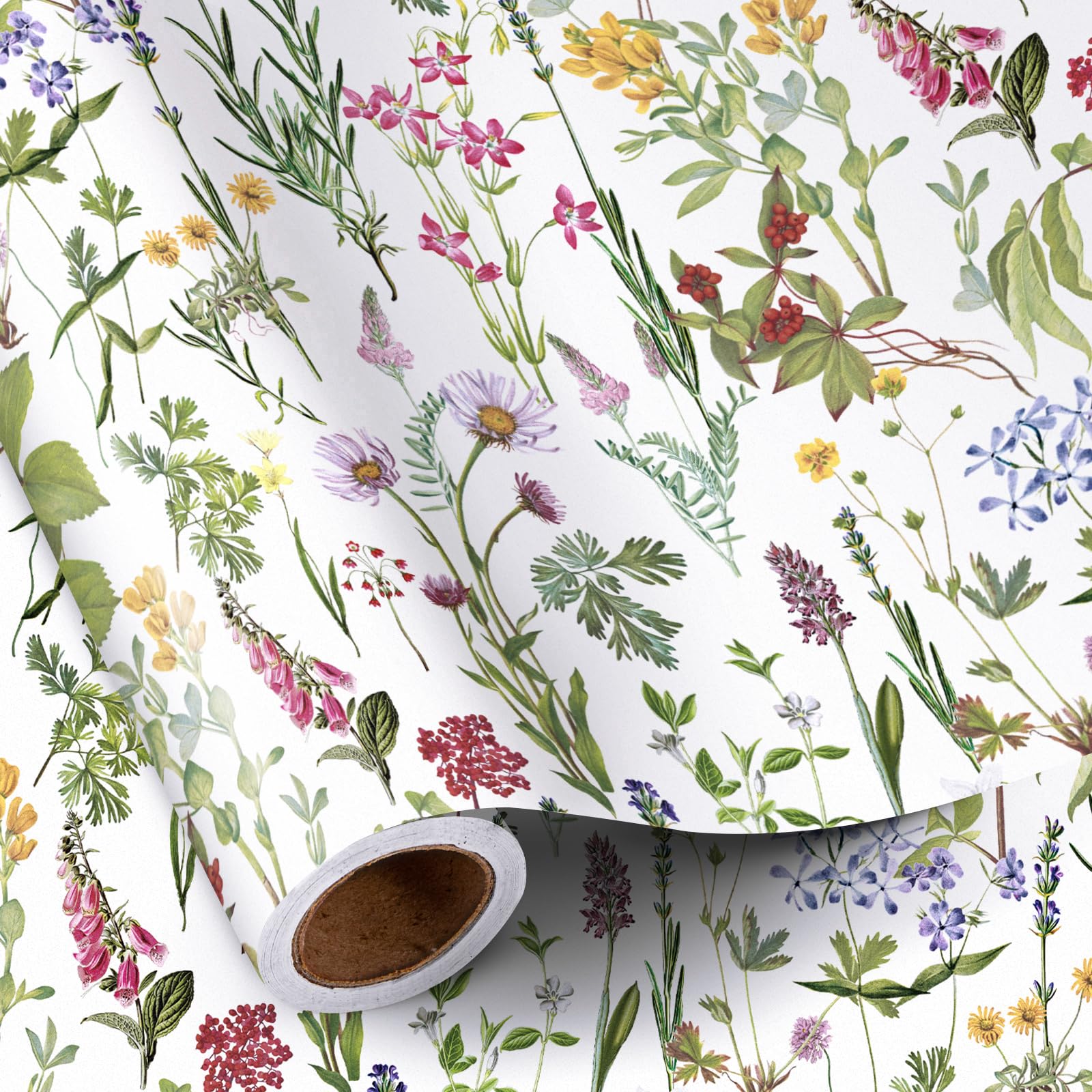 Amazon.com: RUSPEPA Floral Wrapping Paper Roll for Women Girls, Mini ...