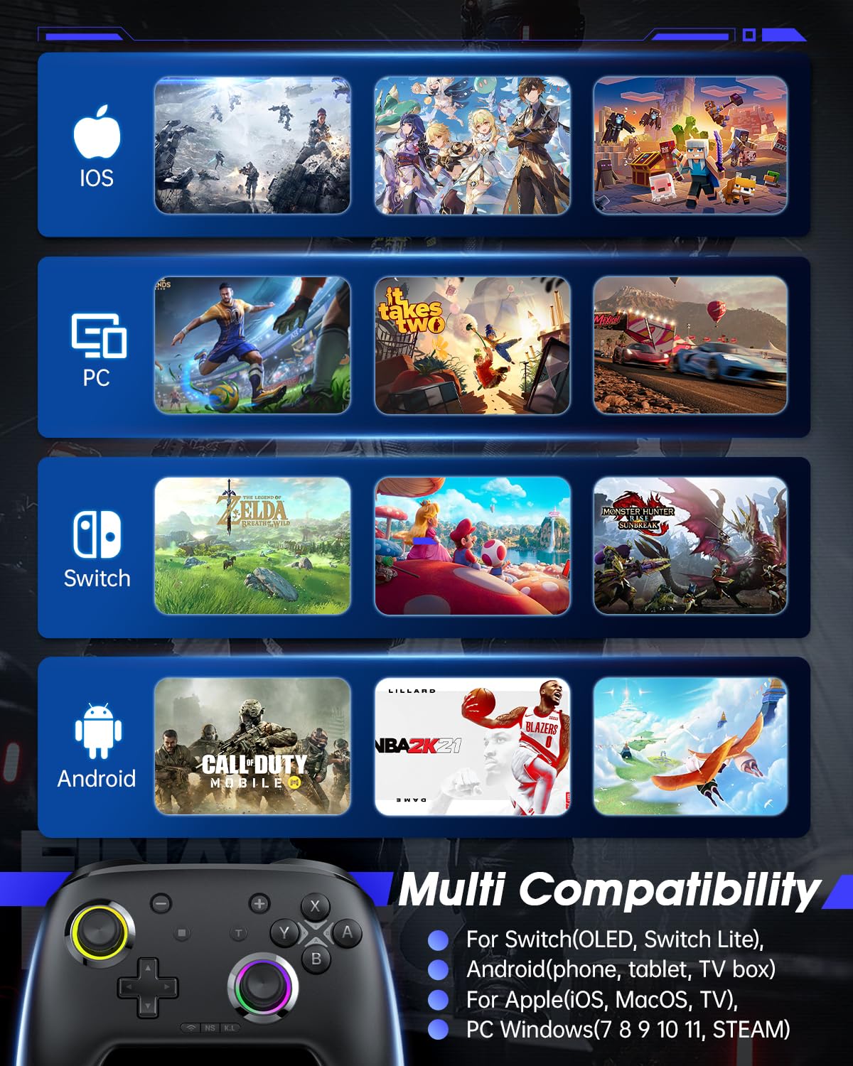 Snapklik.com : GMBACK PC Controller - Enhanced Hall Effect Joysticks ...