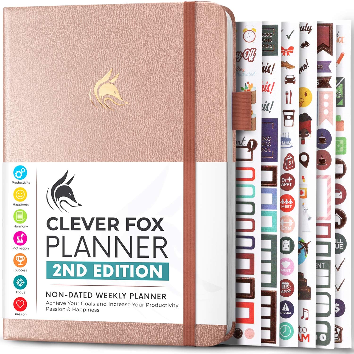 Clever Fox Agenda – Agenda semanal y mensual sin fecha con ranuras de ...