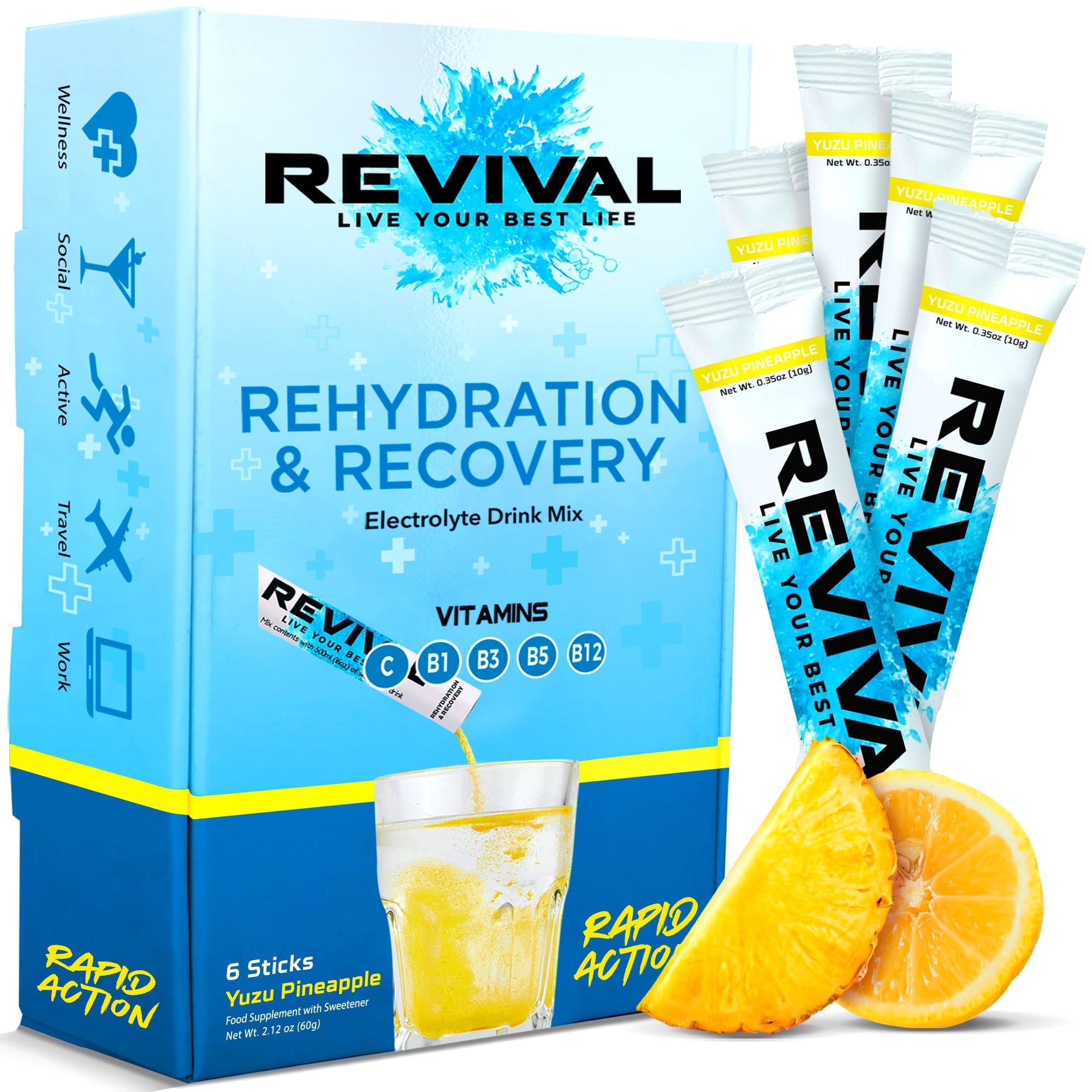 Revival Rapid Rehydration Electrolytes Powder High Strength Vitamin C ...