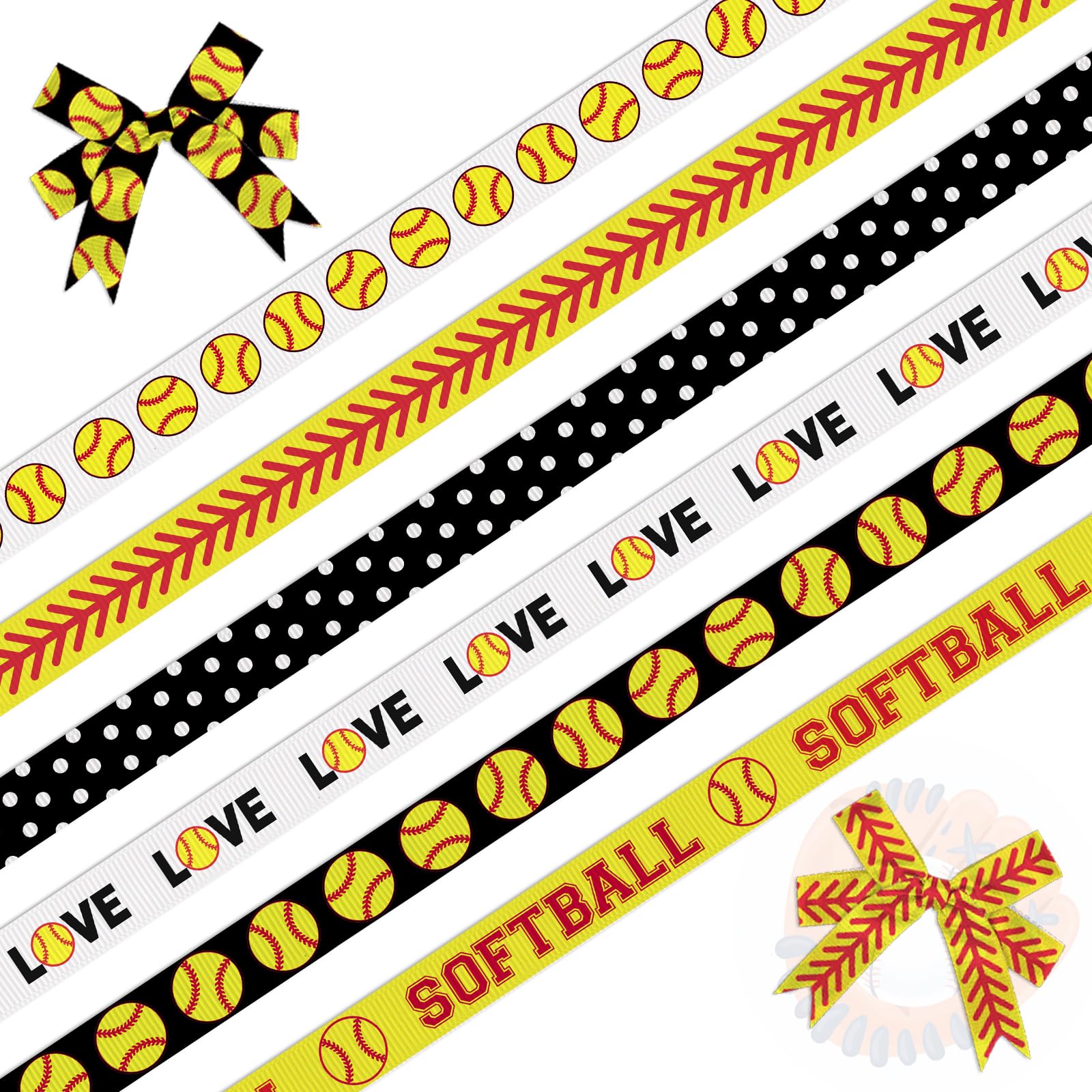 Amazon.com: Threetols 6 Rolls 18 Yards Softball Ribbons, 3/8" Black ...