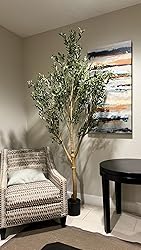 Amazon.com: FEELEAD Faux Olive Tree 8ft - Tall 8 feet Artificial Olive ...