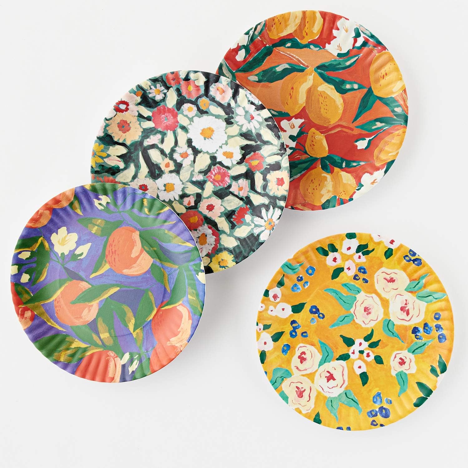 Amazon.com | Fruits and Florals Melamine Plates - Set of 4: Dinner Plates