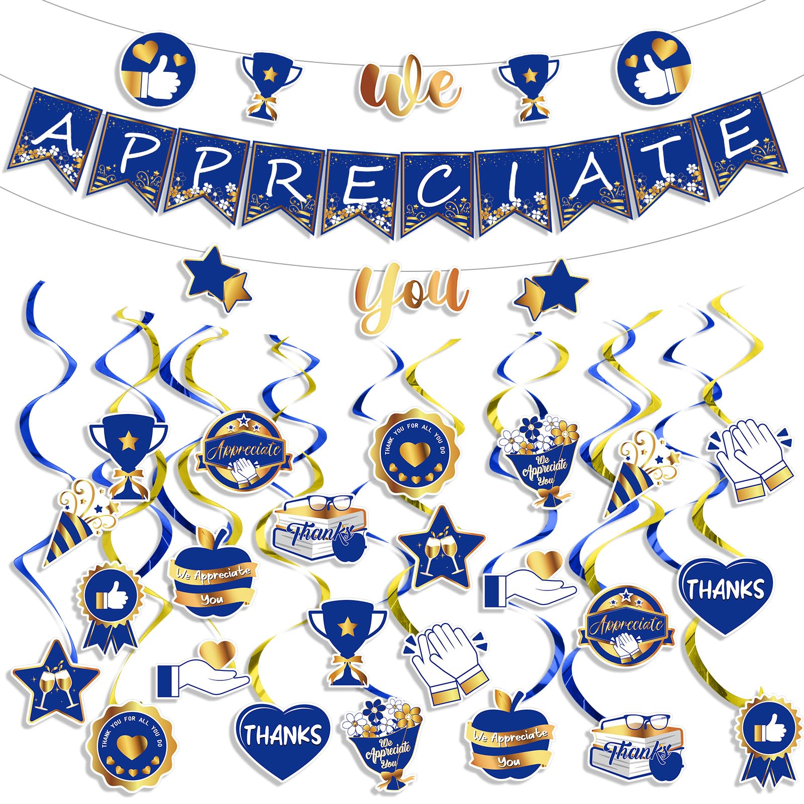 Amazon.com: VitalCozy 39 Pcs We Appreciate You Banner Decorations Thank ...