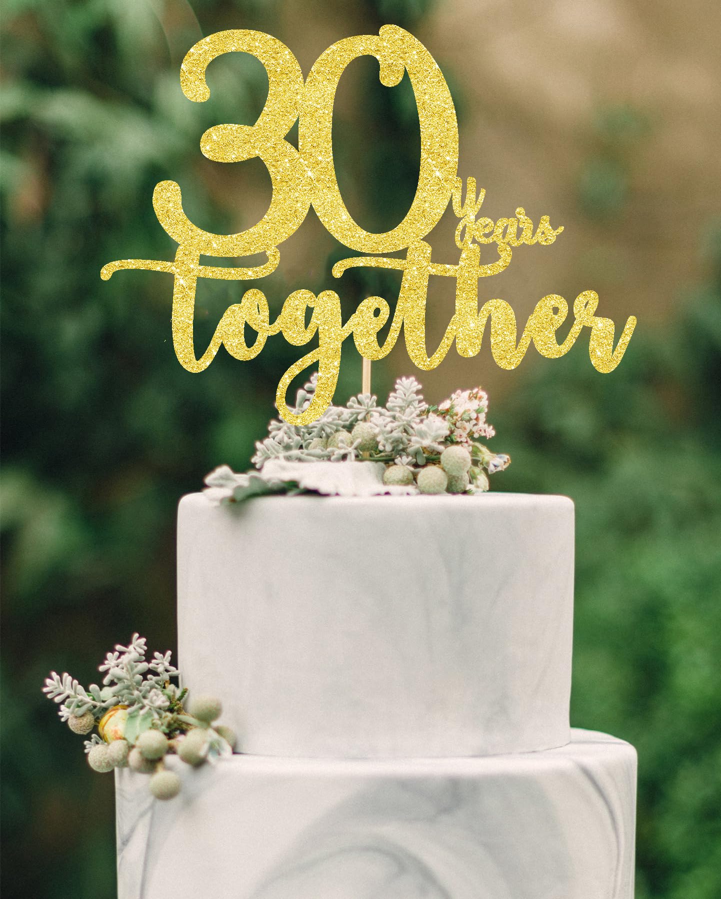 Amazon.com: 30 years together golden cake topper, happy 30th ...