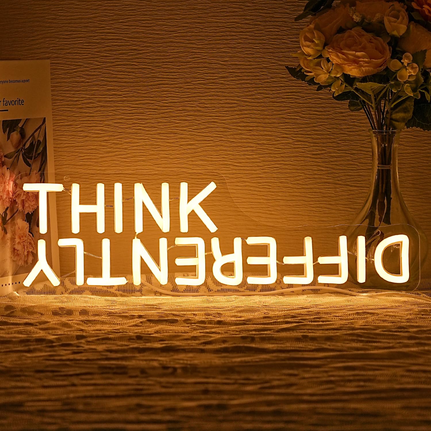 Amazon.com : Alkkign Think Differently Neon Sign for Wall Decor ...