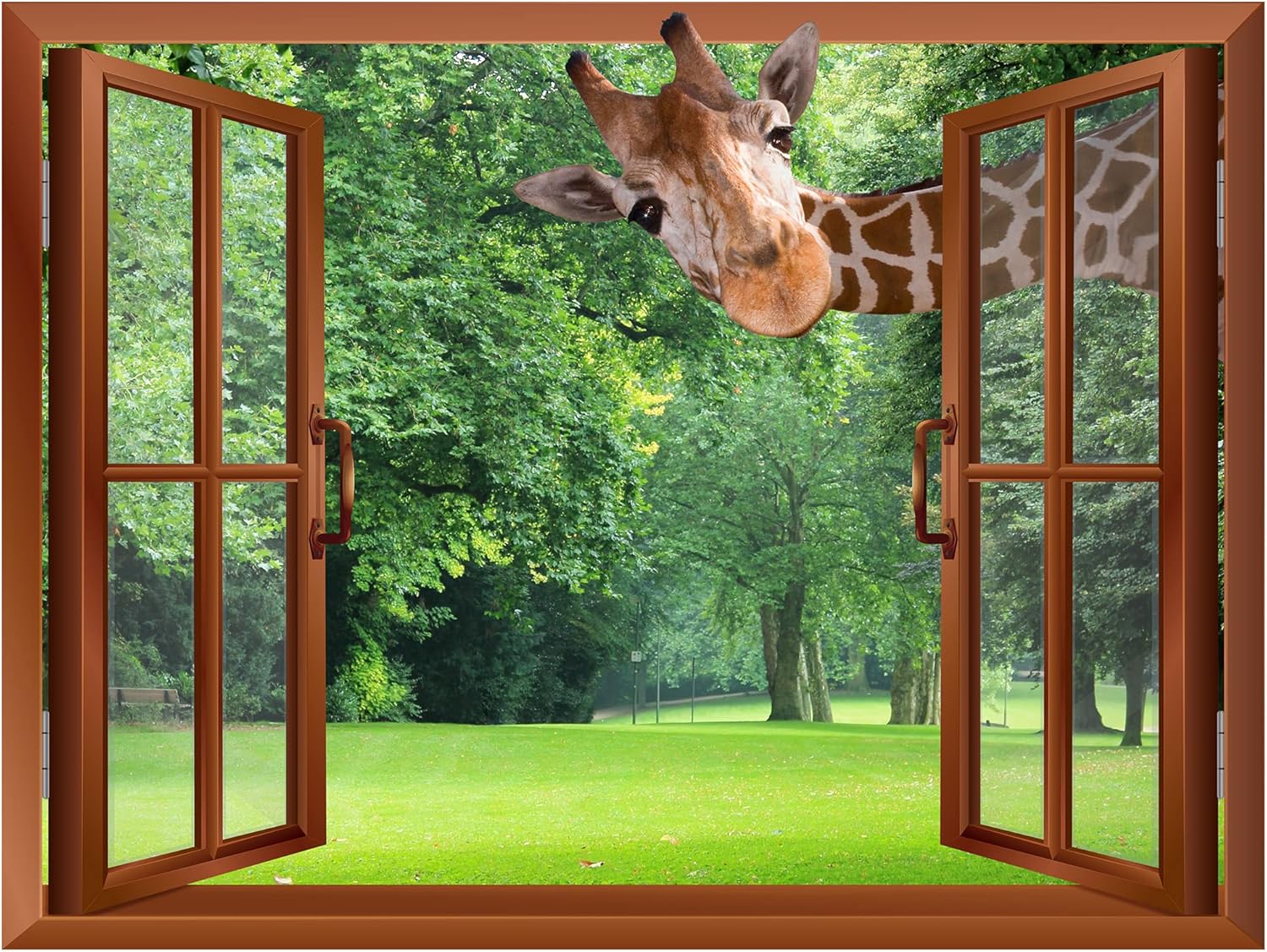 Amazon.com: wall26 - A Giraffe Sticking its Head into an Open Window ...