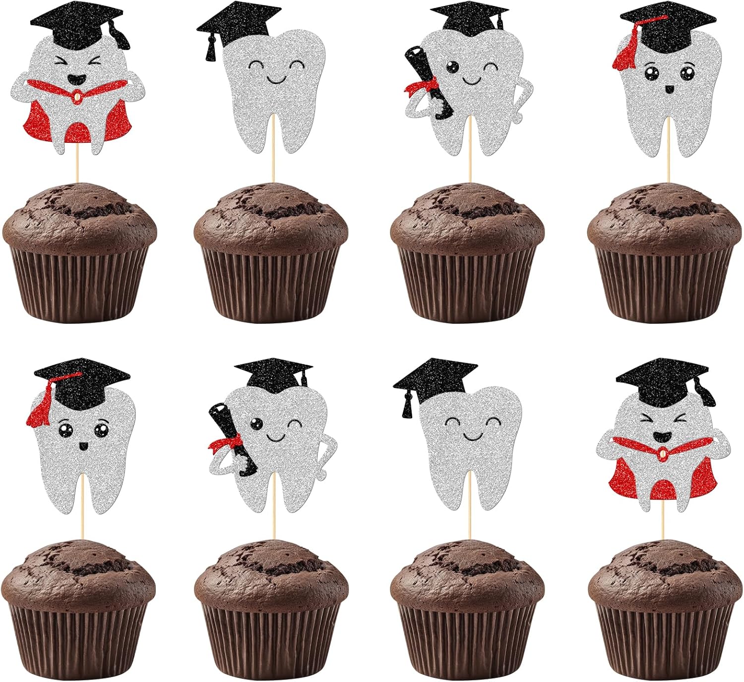 Amazon.com: Firefairy Dental Graduation Cupcake Toppers, Dentist Grad ...