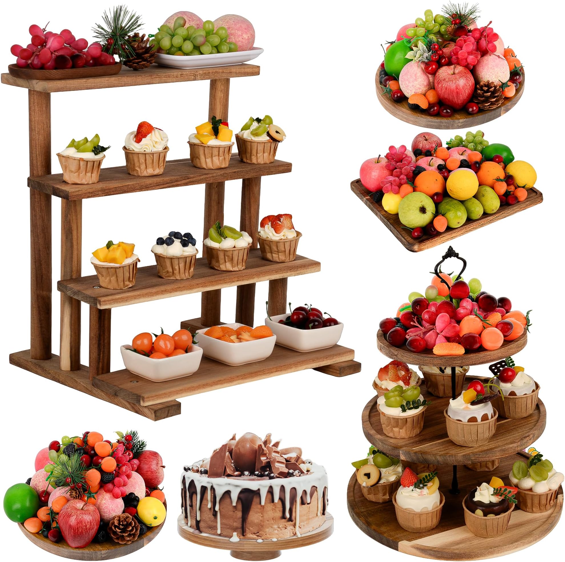 Amazon.com: 6 Pcs Acacia Cake Stand Set, Wood Dessert Table Display Set ...