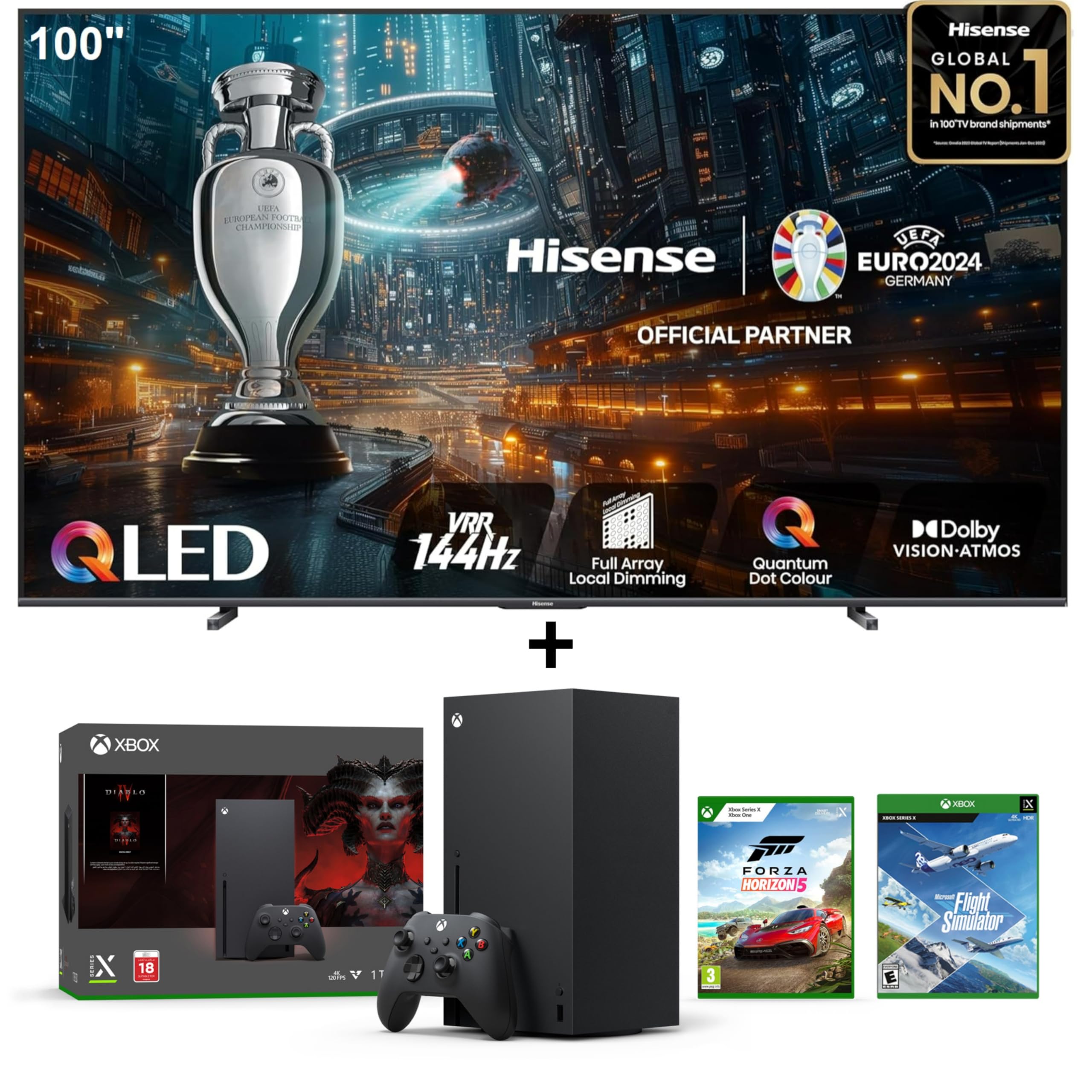 Hisense 100E7N PRO X-BOX Series X Bundle -100 inch 144Hz VRR QLED TV ...