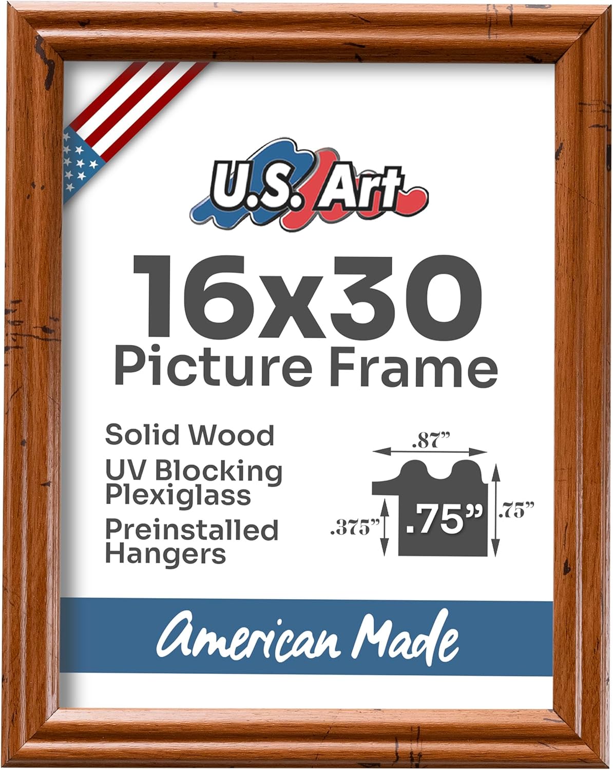 Amazon.com: US Art 16x30 Distressed Oak 0.75 in Wooden Photo Picture ...