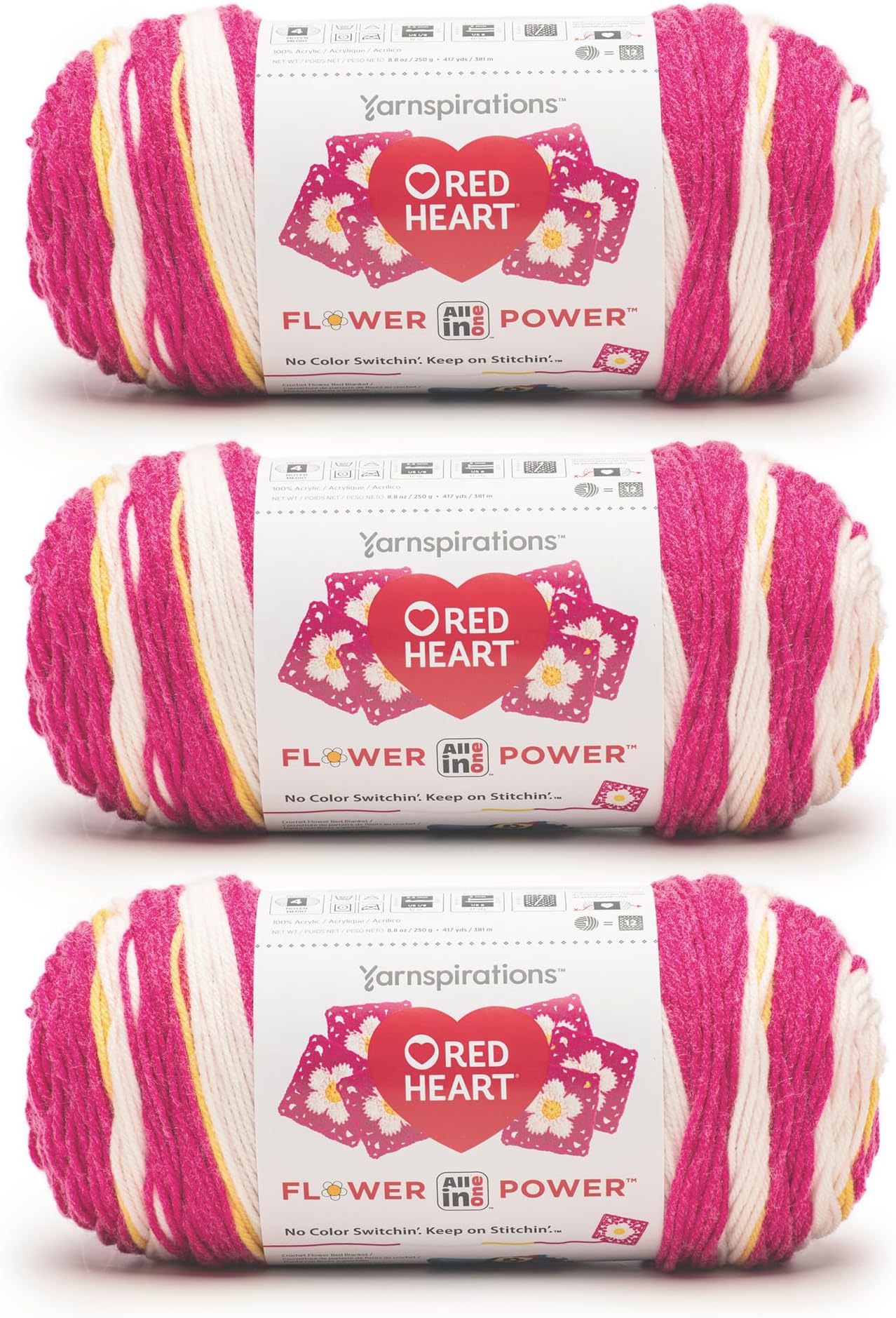 Amazon.com: Red Heart All in One Granny Square Soft White- HOT Stuff ...