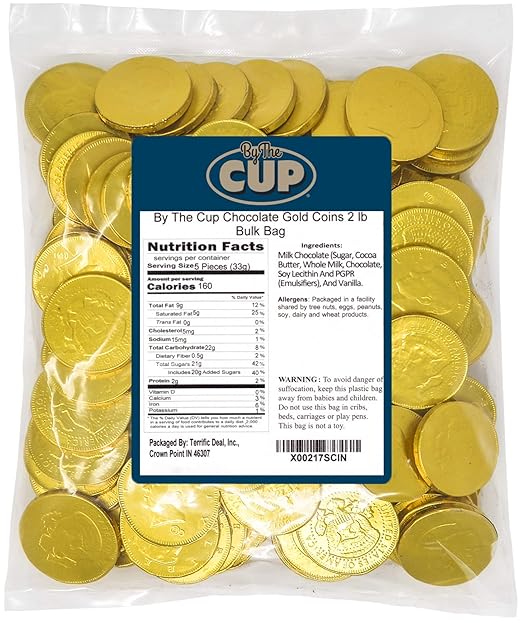 Amazon.com : By The Cup Chocolate Gold Coins 2 lb Bulk Bag : Grocery ...