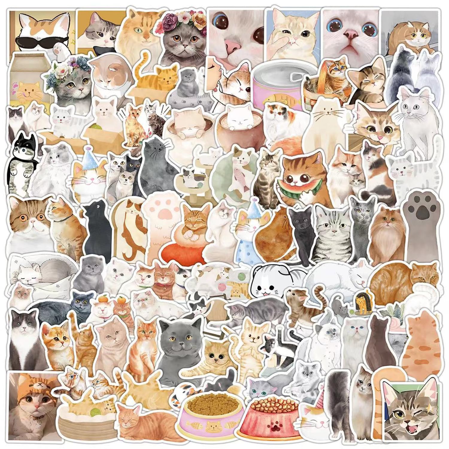 Amazon.com: 200pcs Cute Cat Stickers for Teen Adults, Waterproof Water ...