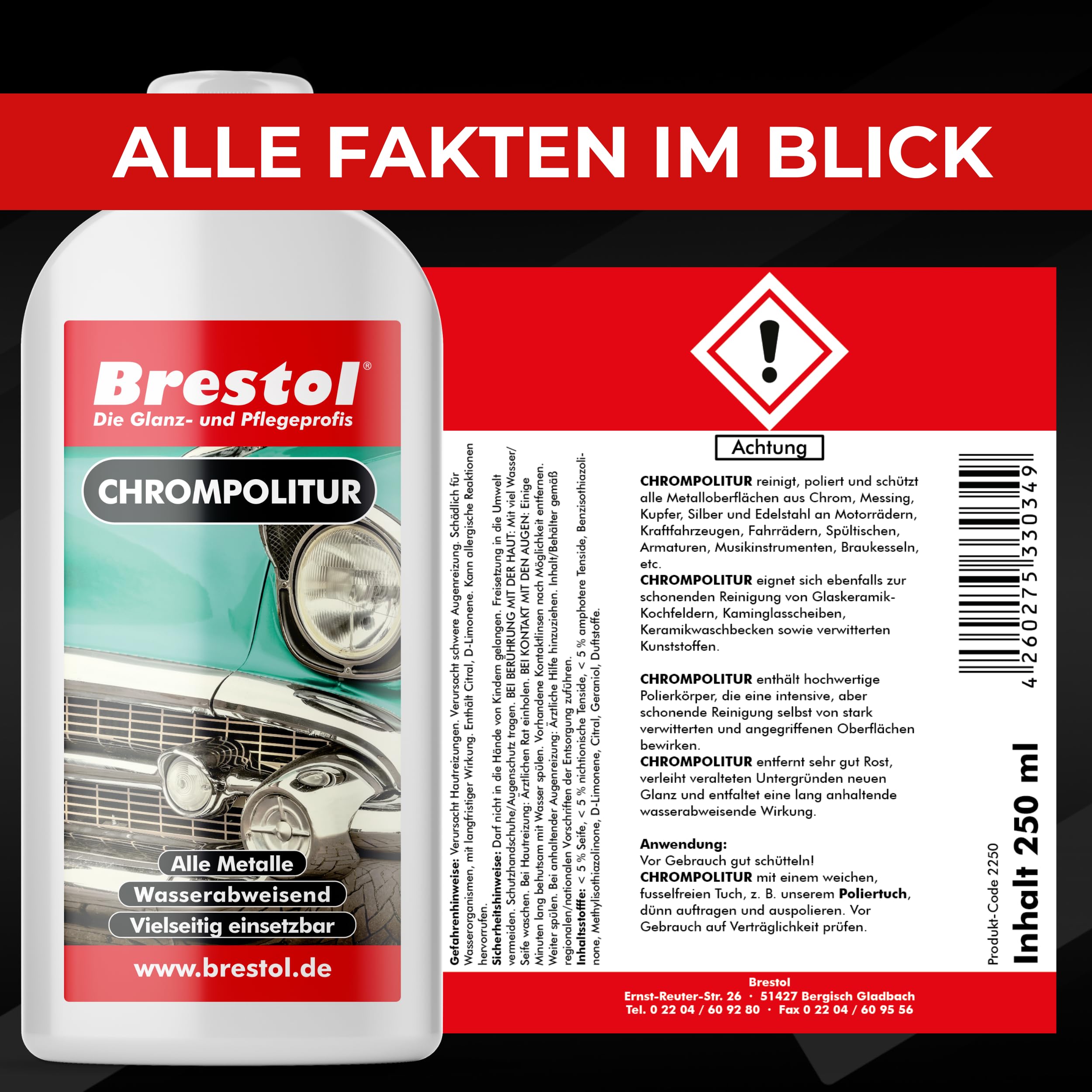 Pulitore Metalli Brestol Brestol Set Lucidante Cromo - 2 Flaconi Da ...