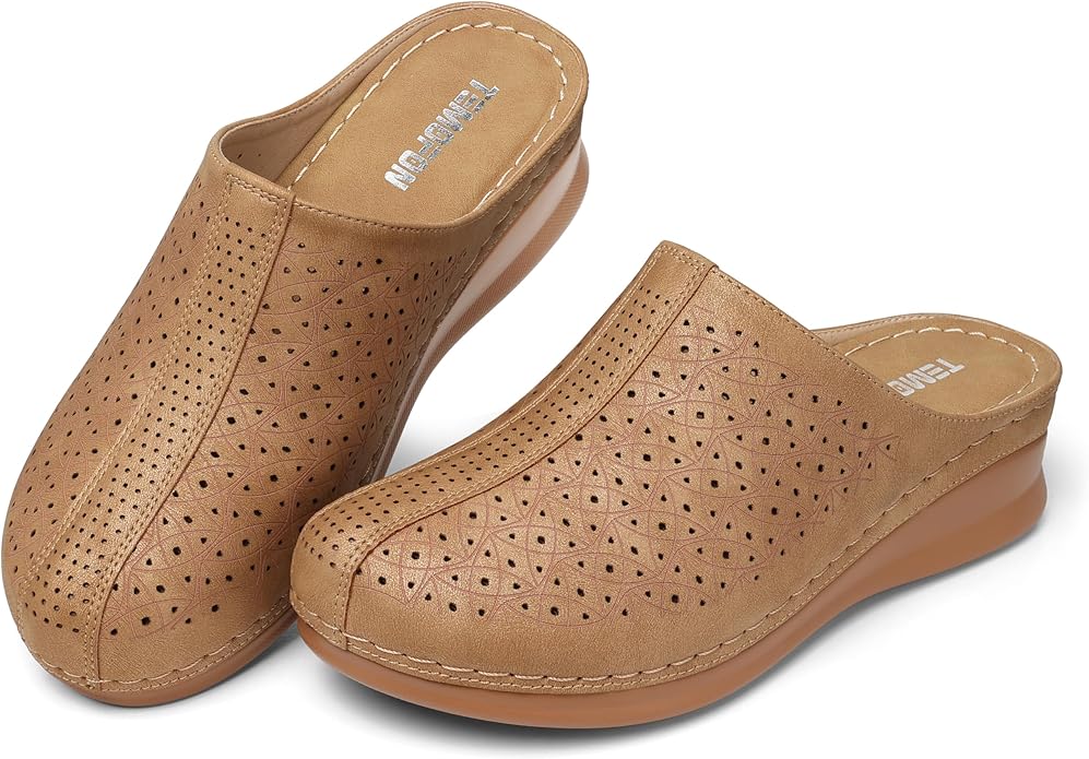 Amazon.com | TEMOFON Clogs for Women Mules Slip on: Comfortable Wedge ...