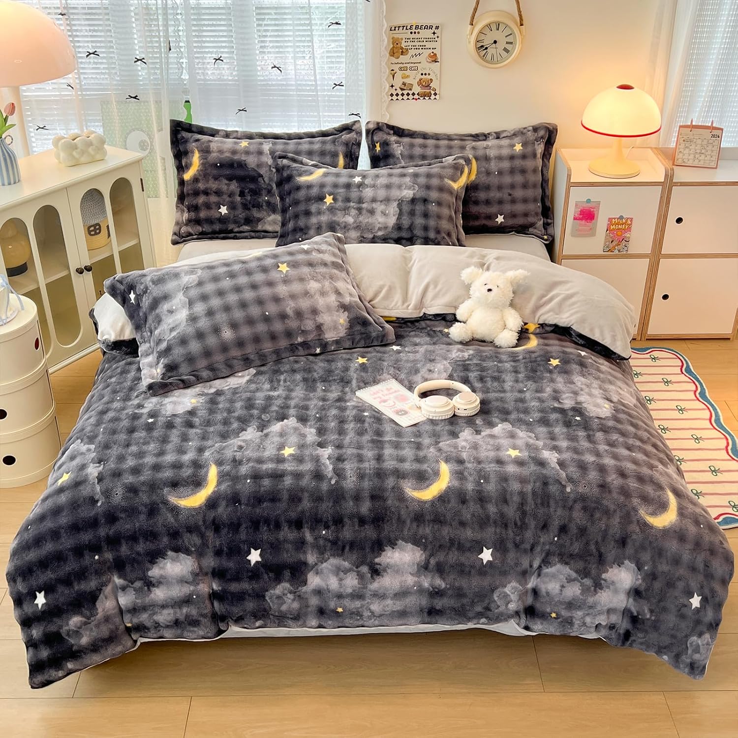 Amazon.com: PAJEO Fluffy Duvet Cover, Reversible Flannel Winter Duvet ...
