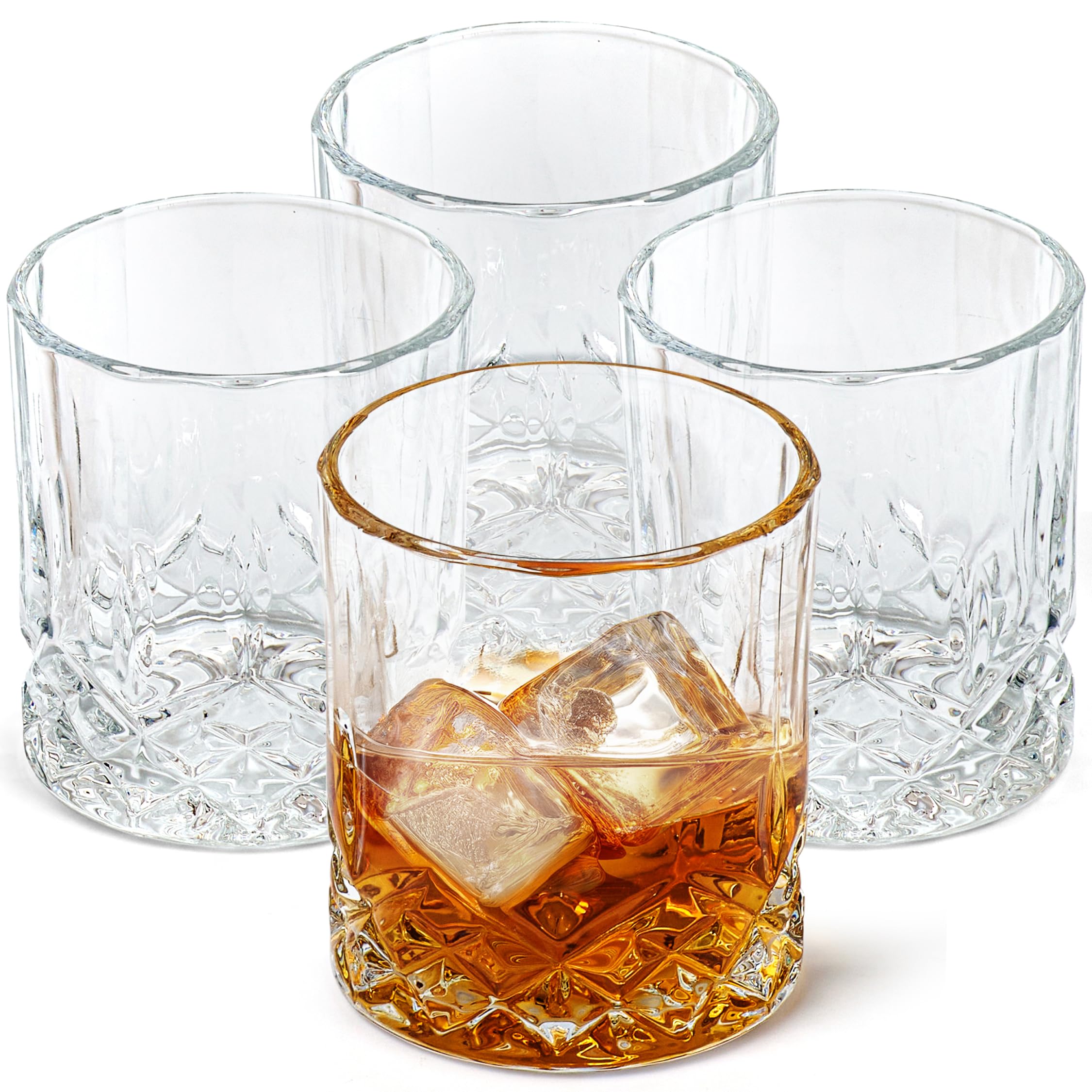 Amazon.com | Bruntmor Whiskey Glasses Set - Double Old Fashion Glasses ...
