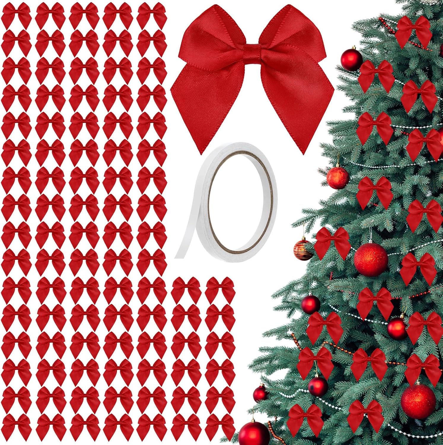 Amazon.com: Fanfanwin 200pcs Christmas Mini Red Bows for Crafts Tiny ...