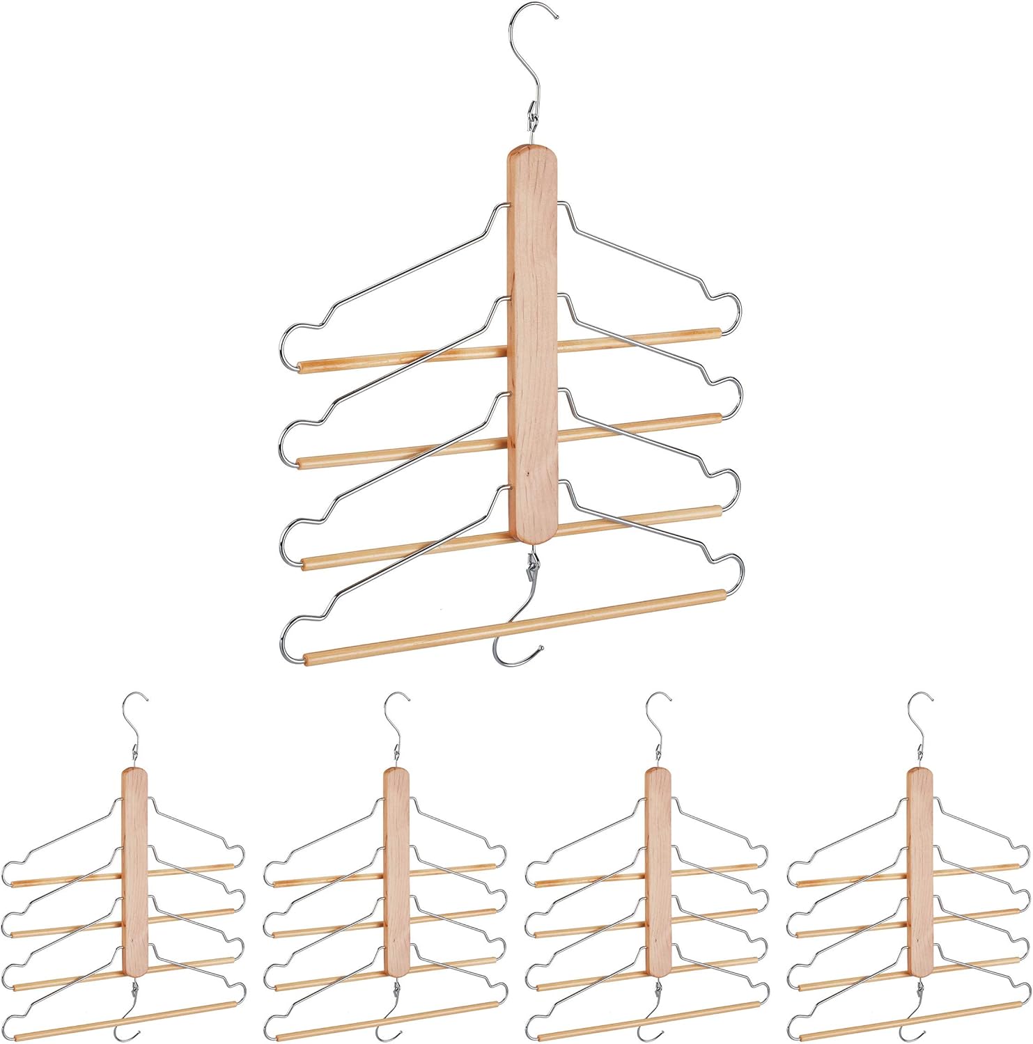 Relaxdays Set of 5 Multi Clothes Hanger, Holder with 4 Flexible Coat ...