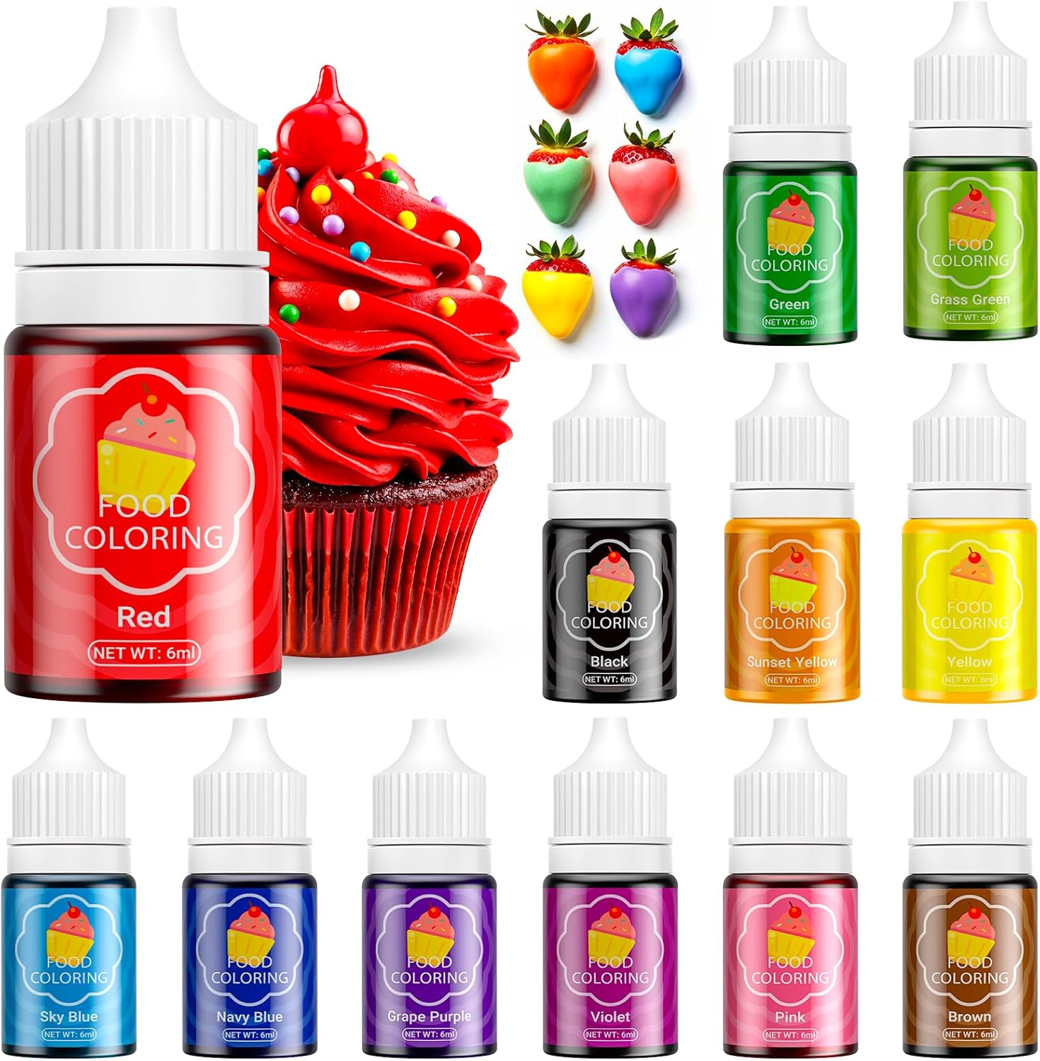 Waysroma Food Colouring 12 Colors, Liquid Food Colouring Vibrant Food ...