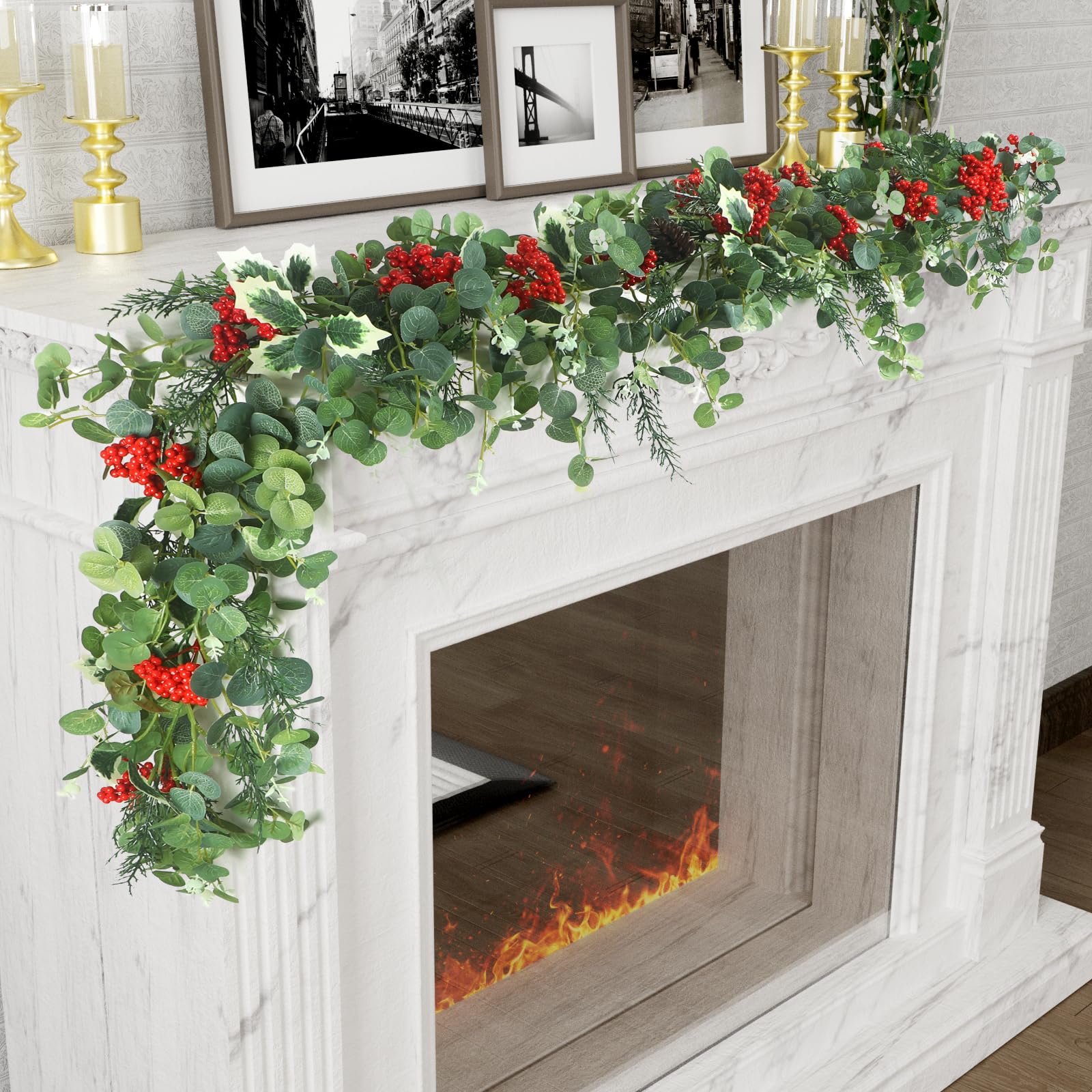 Amazon.com: Christmas Garland,6FT Artificial Pine Cypress Garland ...