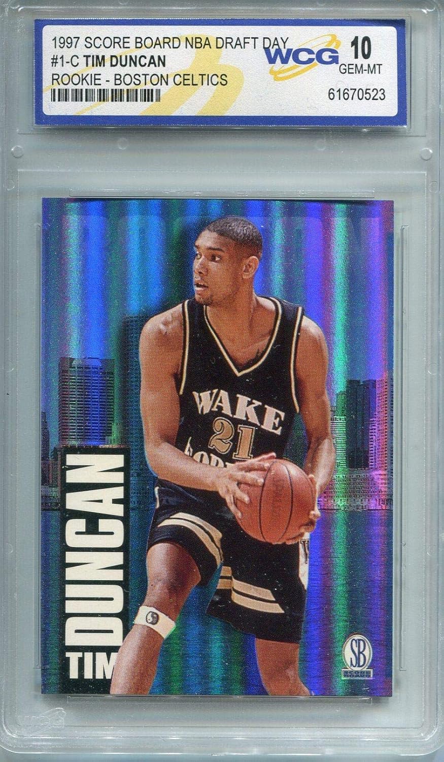 Amazon.com: Tim Duncan 1997 Scoreboard NBA Draft Day Rookie Card (WCG ...