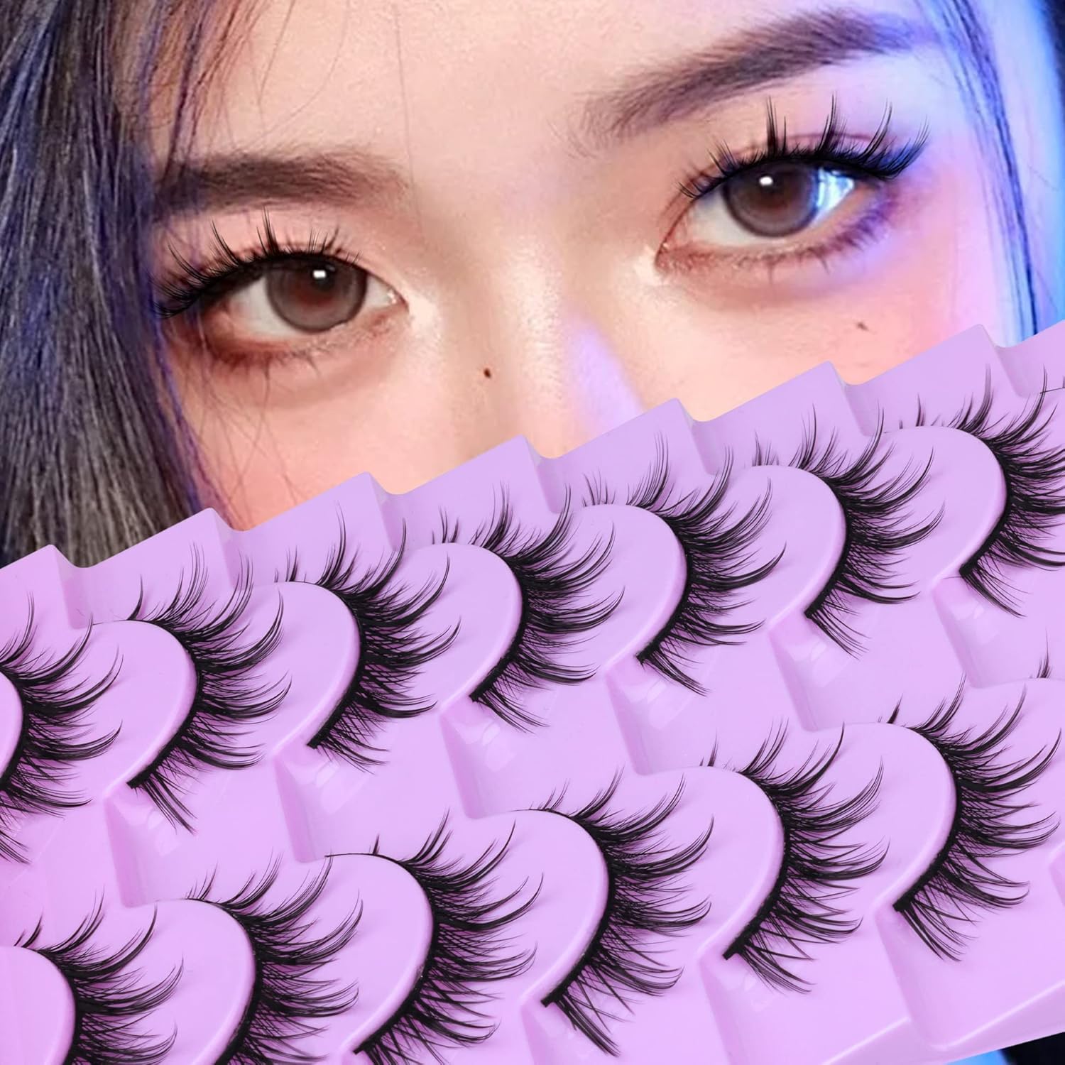 Amazon.com: Manga Lashes Natural Look Anime Eyelashes Wispy Spiky 3D ...