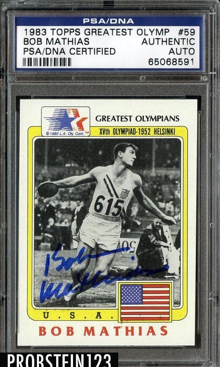 1983 Topps Greatest Olympians #59 Bob Mathias Signed AUTO Certified ...