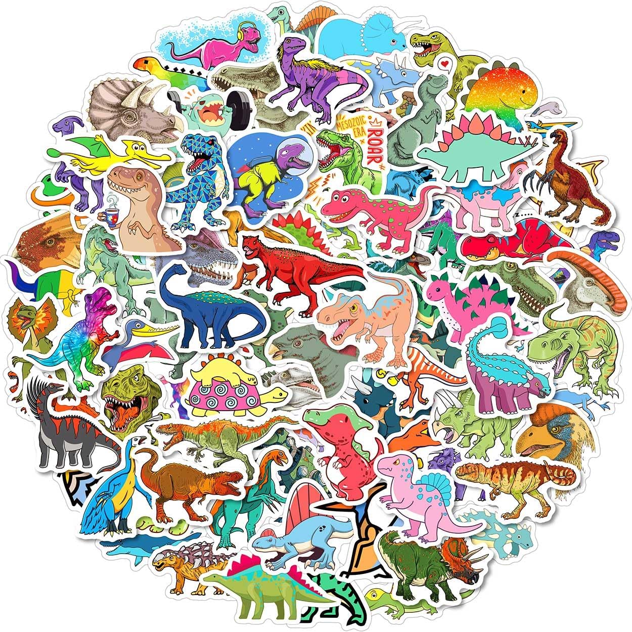 Amazon.com: Aowplc Dinosaur Stickers 100 Pcs Realistic Dinosaur Vinyl ...