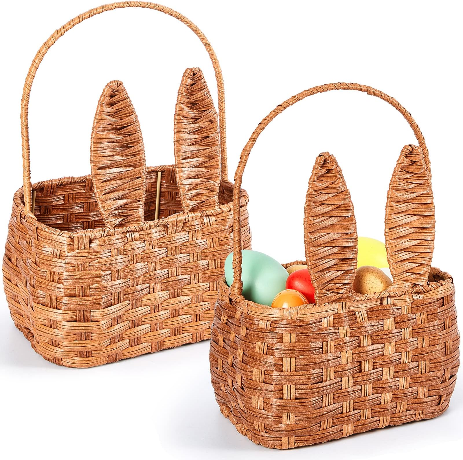Amazon.com: Gerrii 2 Pcs Easter Basket with Handle Bunny Easter Woven ...