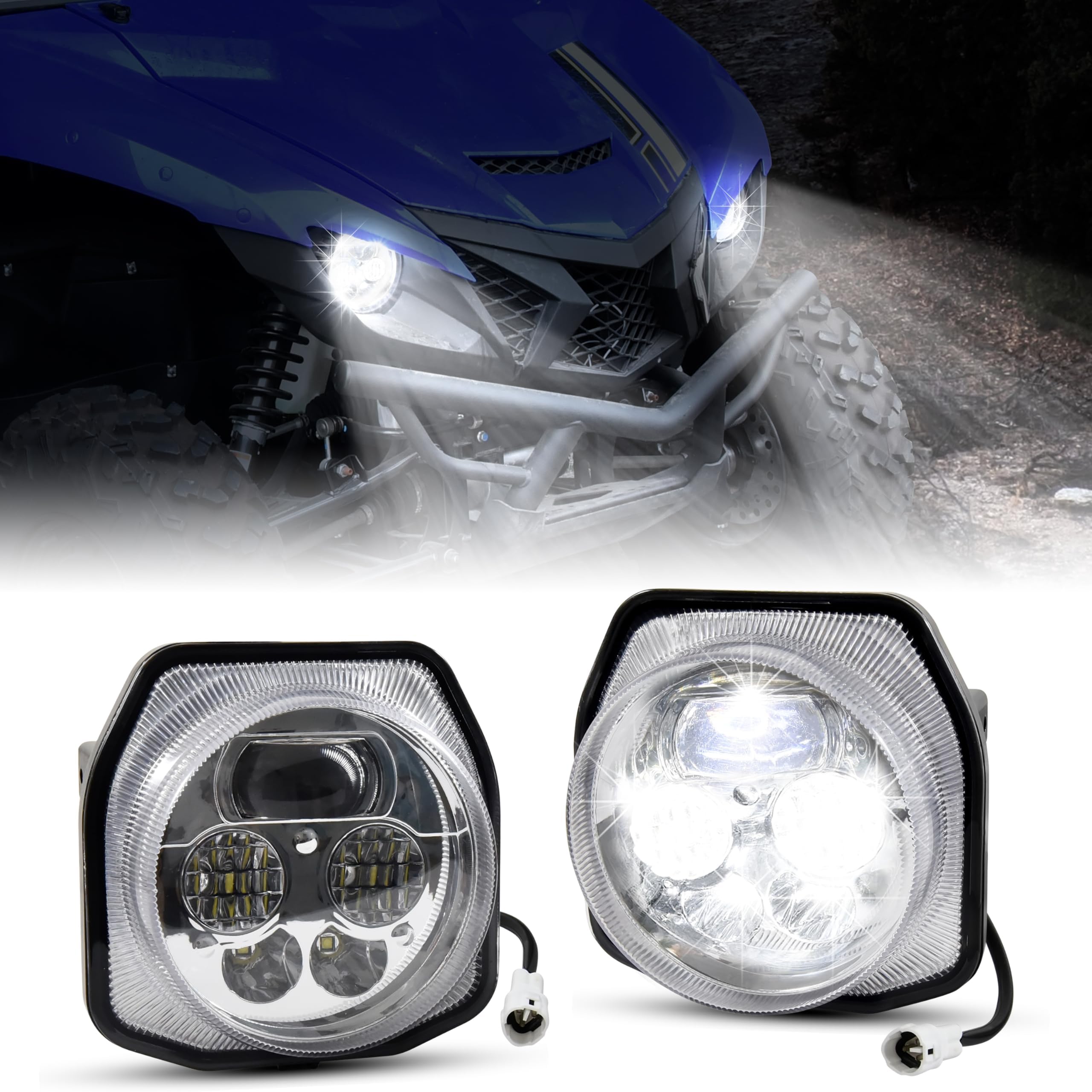 Amazon.com: SAUTVS LED Headlights for Yamaha YXZ 1000R, High Low Beam ...