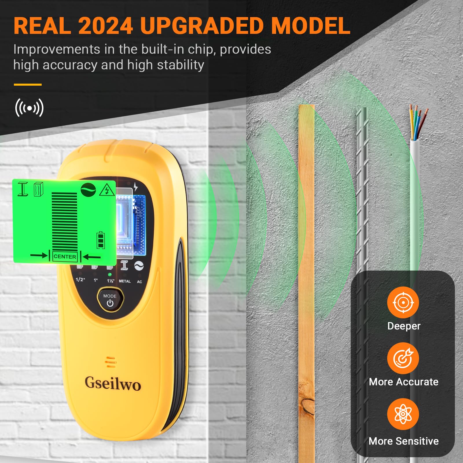 Gseilwo Stud Finder Wall Scanner – 5 in 1 Electronic Stud Sensor Joist ...