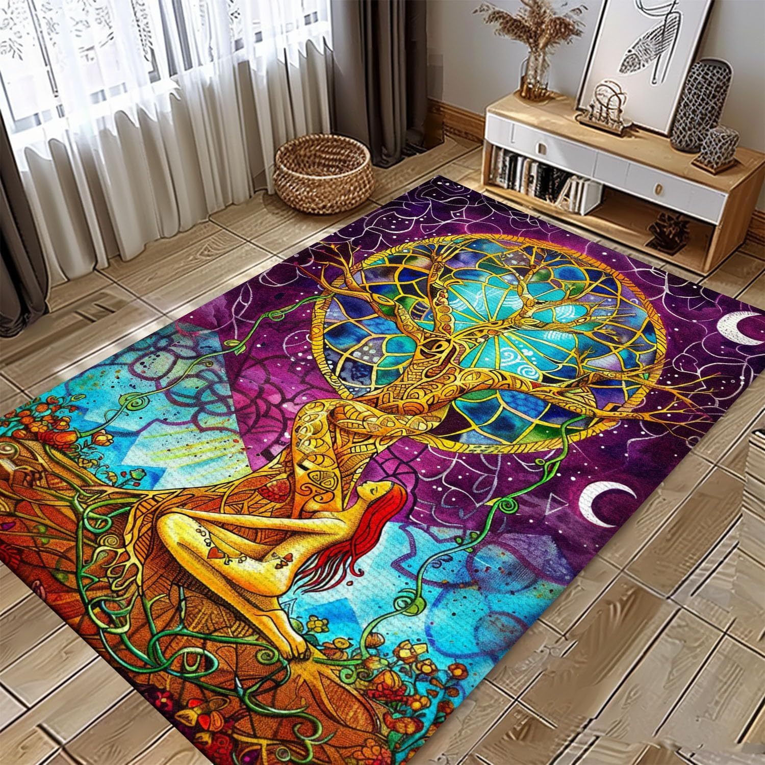 Amazon.com: Symbolic Viking Tree of Life Rug: Cultural Decor Piece ...