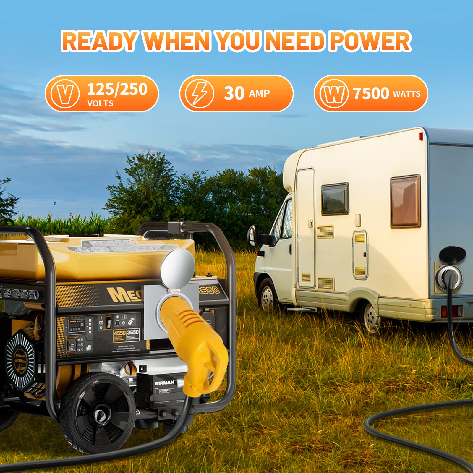 Snapklik.com : NEMA L14-30P To TT-30R 30 Amp RV Generator Adapter, 4 ...