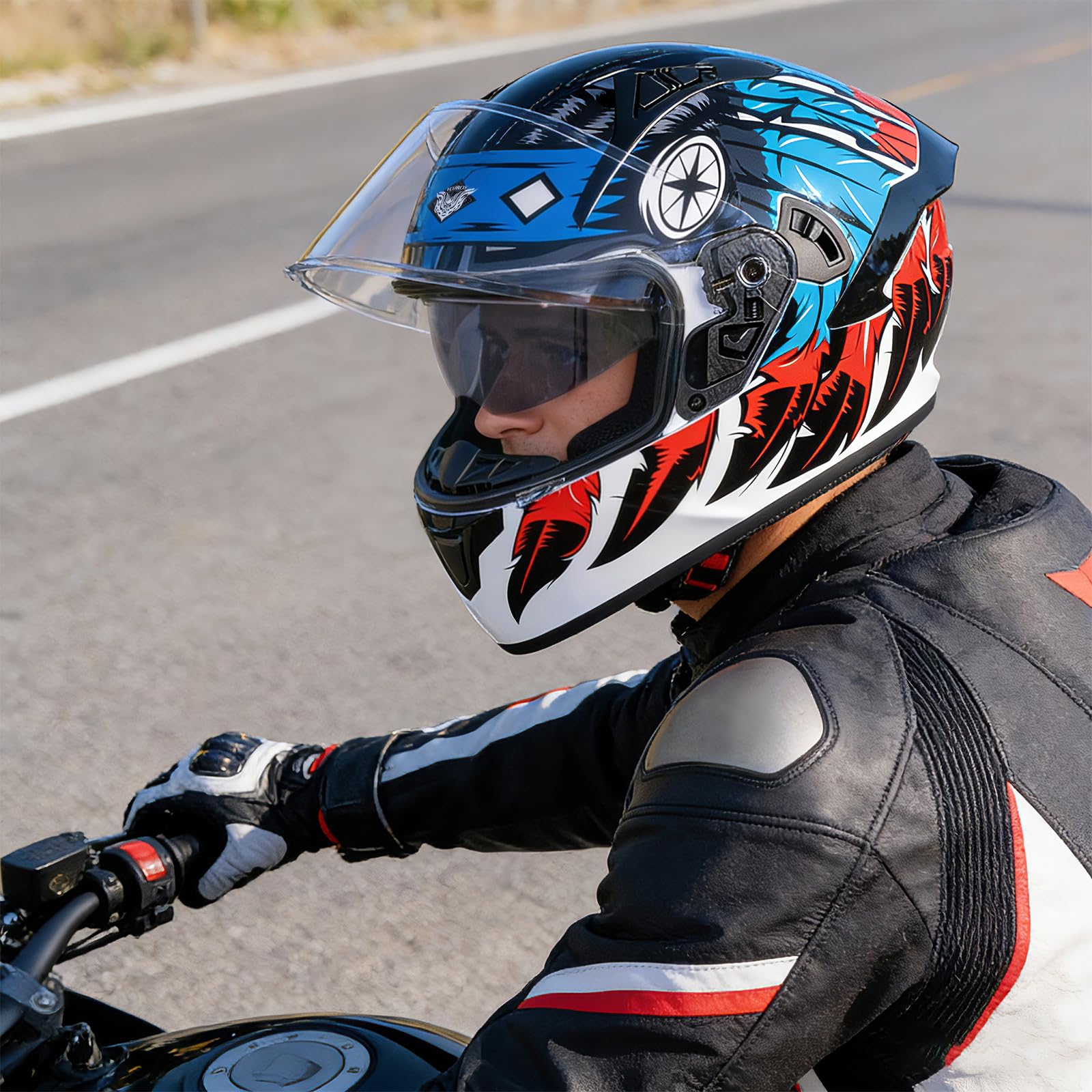 Snapklik.com : VCOROS Full Face Dual Visor Motorcycle Helmet For Adults ...