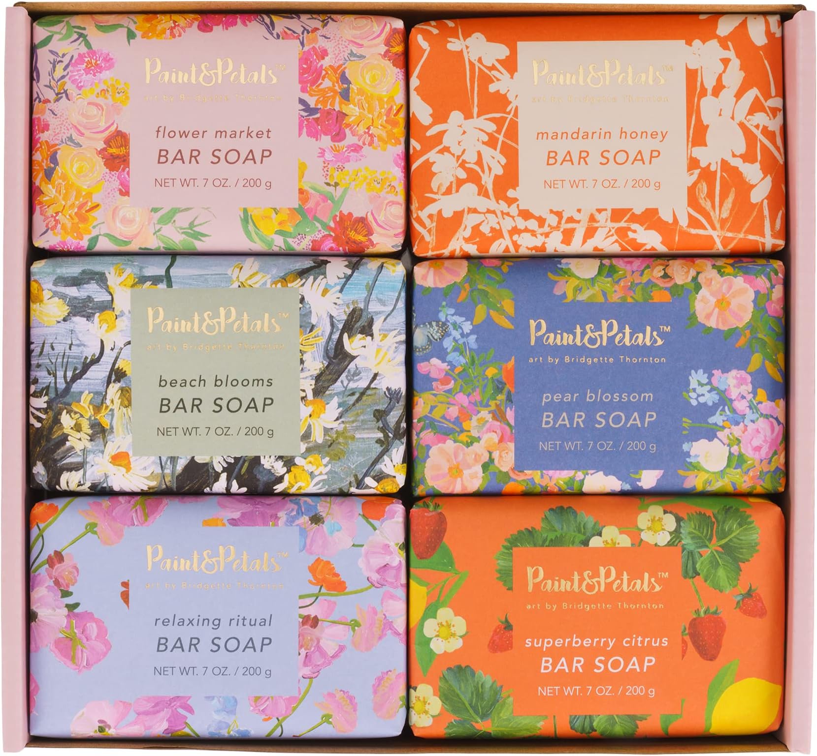 Amazon.com : PAINT & PETALS Scented Bar Soap Set with 6 Different ...
