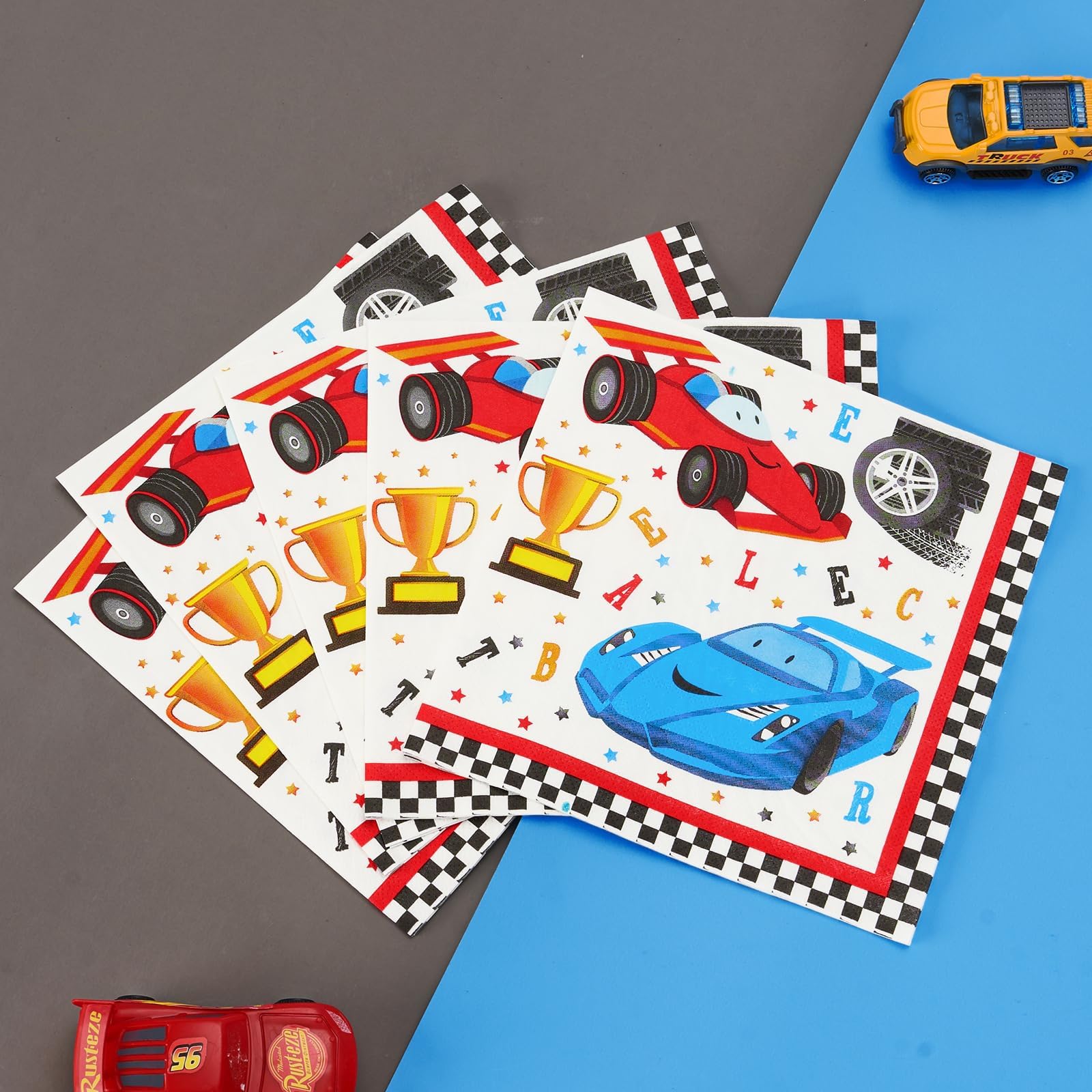 Snapklik.com : 50PCS Racing Car Napkins - Checked Race Car Party ...