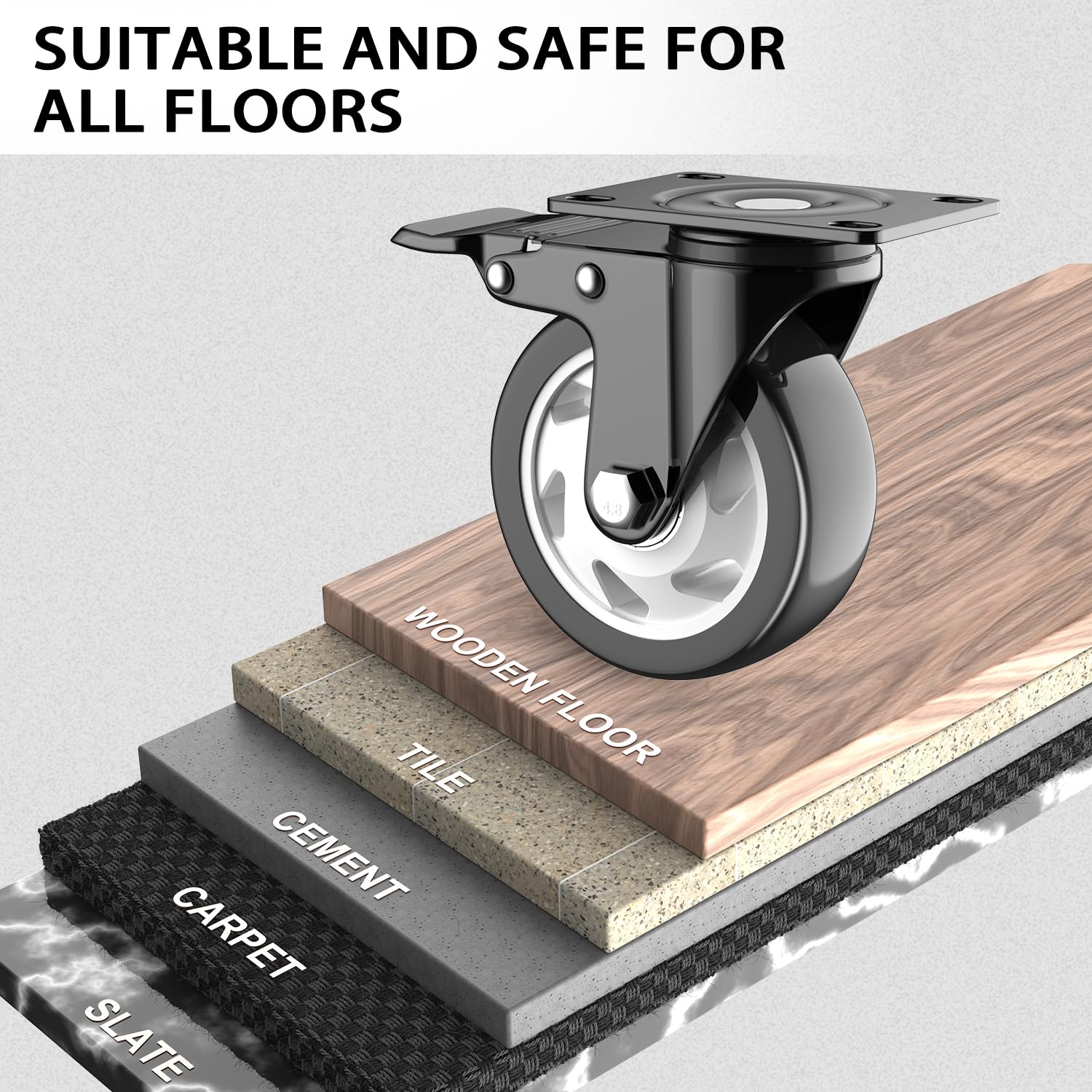 Snapklik.com : 3 Inch Casters Wheels, Heavy Duty Casters Set Of 4, No ...