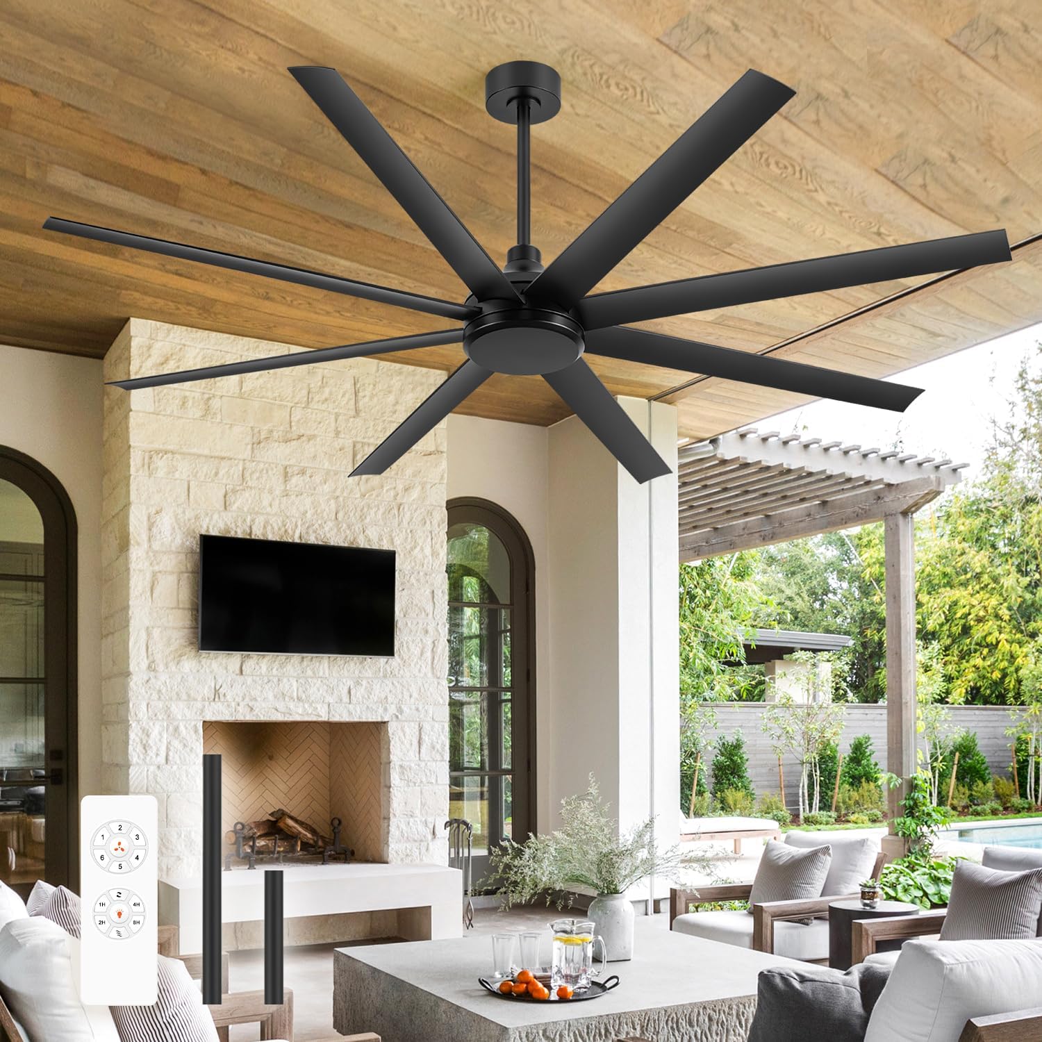 Amazon.com: 72 inch Ceiling Fans without Light Remote Control, 8 ...