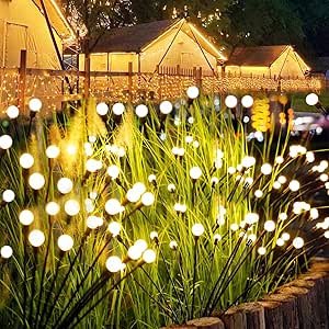 Amazon.com : Solar Powered Firefly Garden Lights, 4 Pack 32 LEDs Solar Outdoor Lights Swaying by ...