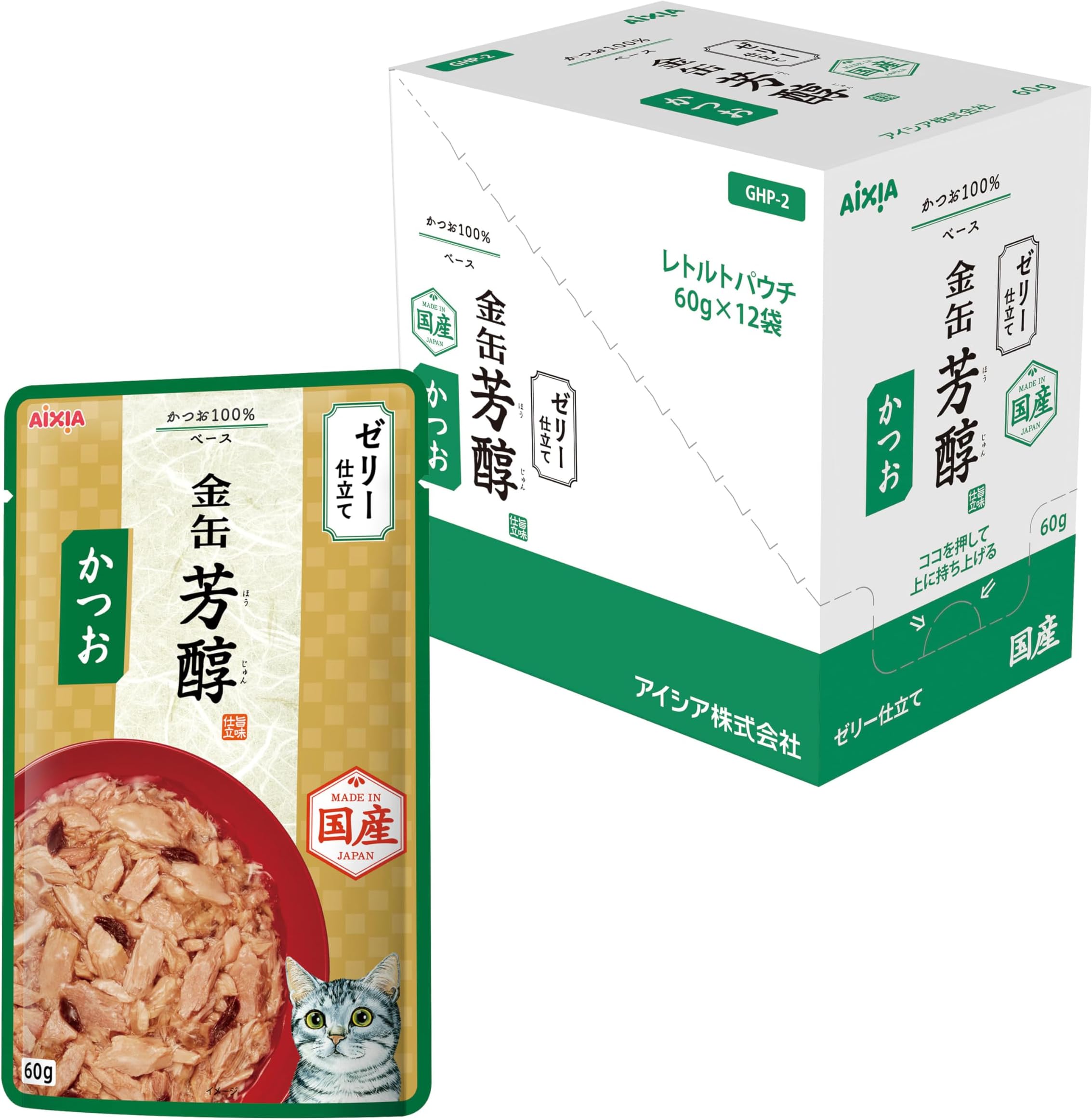 Amazon.co.jp: 金缶芳醇 パウチ かつお ゼリー仕立て 60g×12個セット : 食品・飲料・お酒