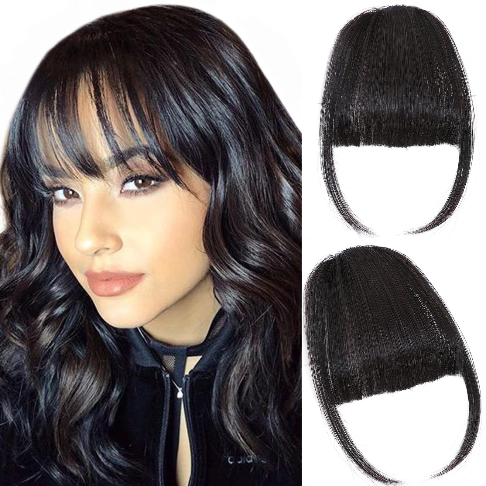 Amazon.com : DAN NING Clip in Bangs, Black Real Human Bangs Hair ...